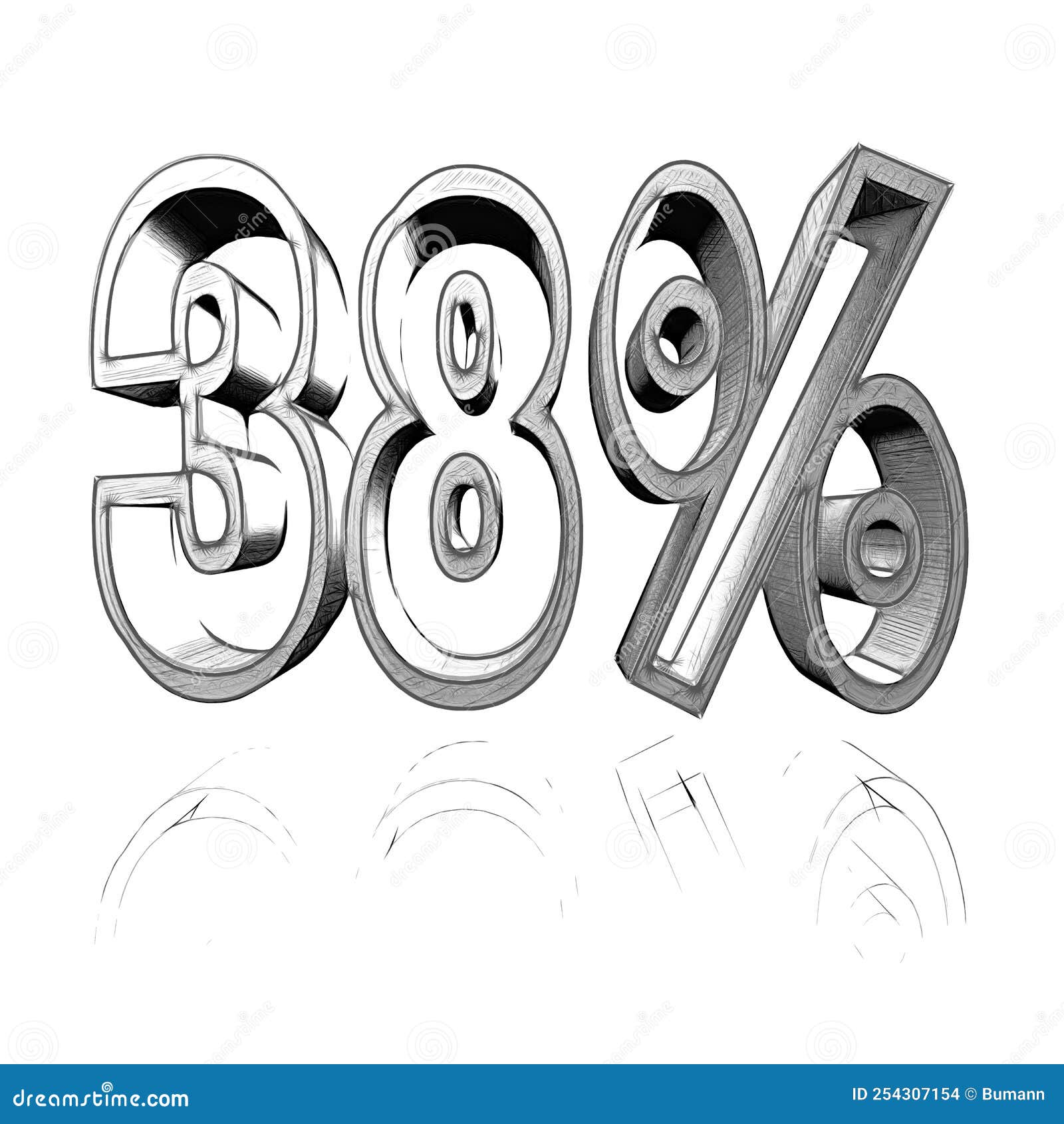 38 , 38 Percent As a 3D Illustration, 3D Rendering Stock Illustration ...