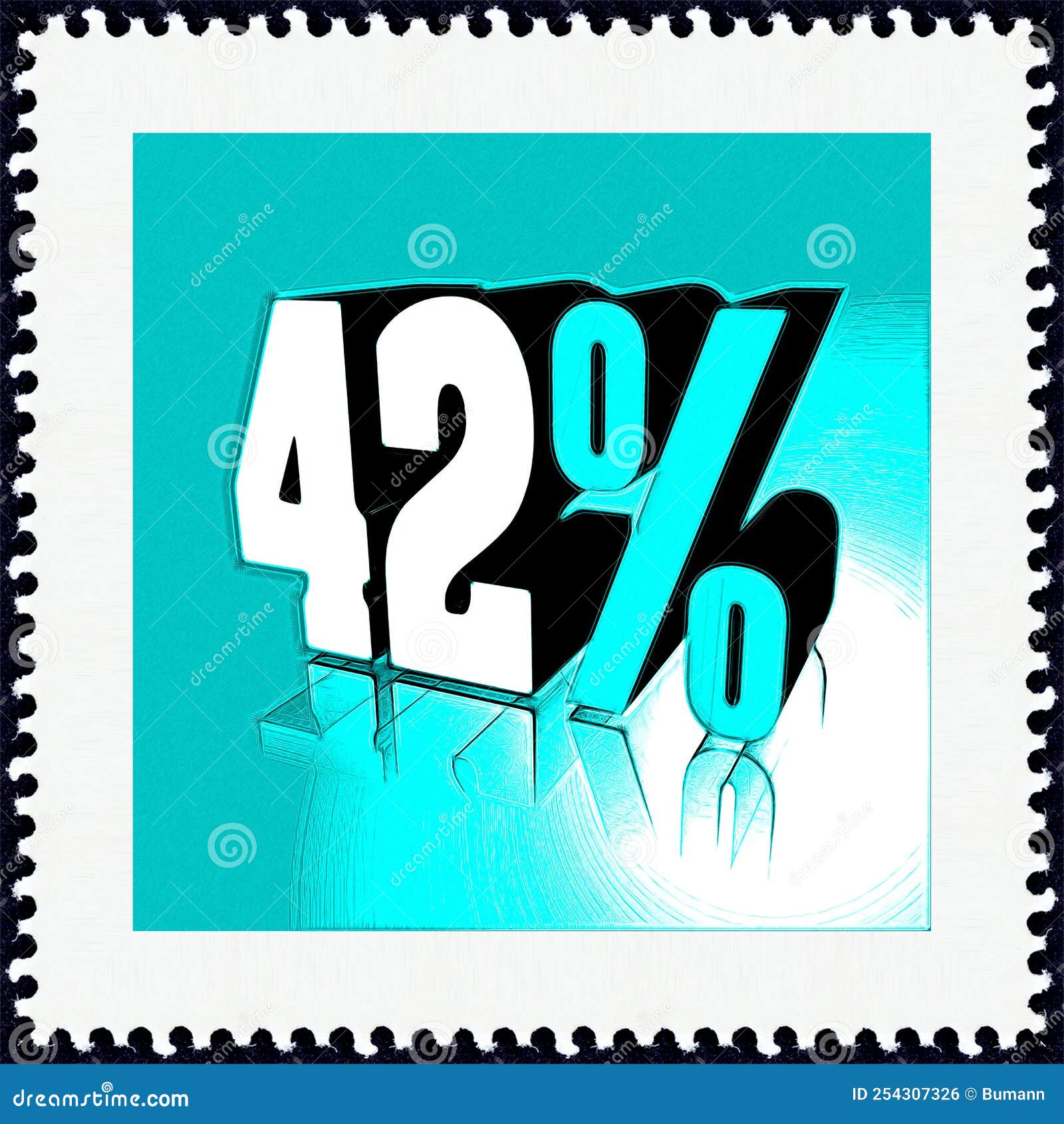 42 , 42 Percent As a 3D Illustration, 3D Rendering Stock Illustration ...