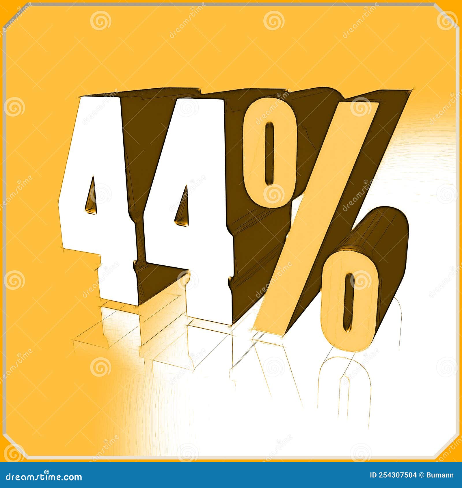 44 , 44 Percent As a 3D Illustration, 3D Rendering Stock Illustration ...