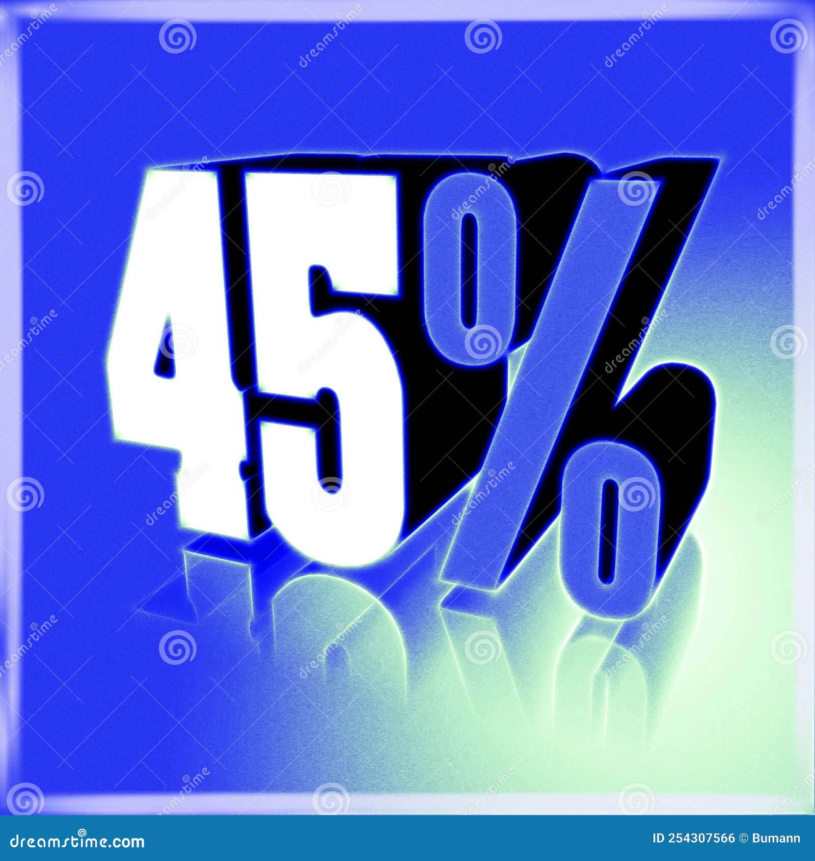 45 , 45 Percent As a 3D Illustration, 3D Rendering Stock Illustration ...