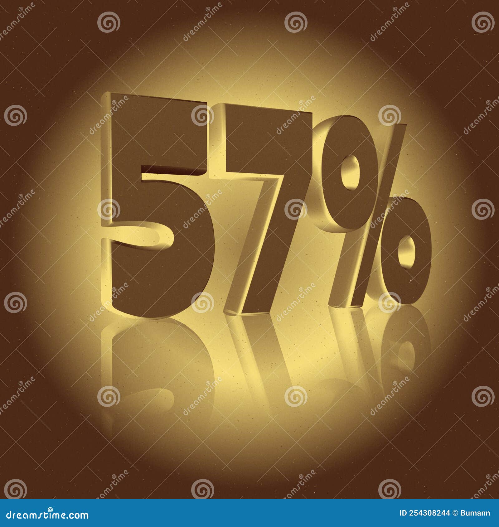 57 , 57 Percent As a 3D Illustration, 3D Rendering Stock Illustration ...