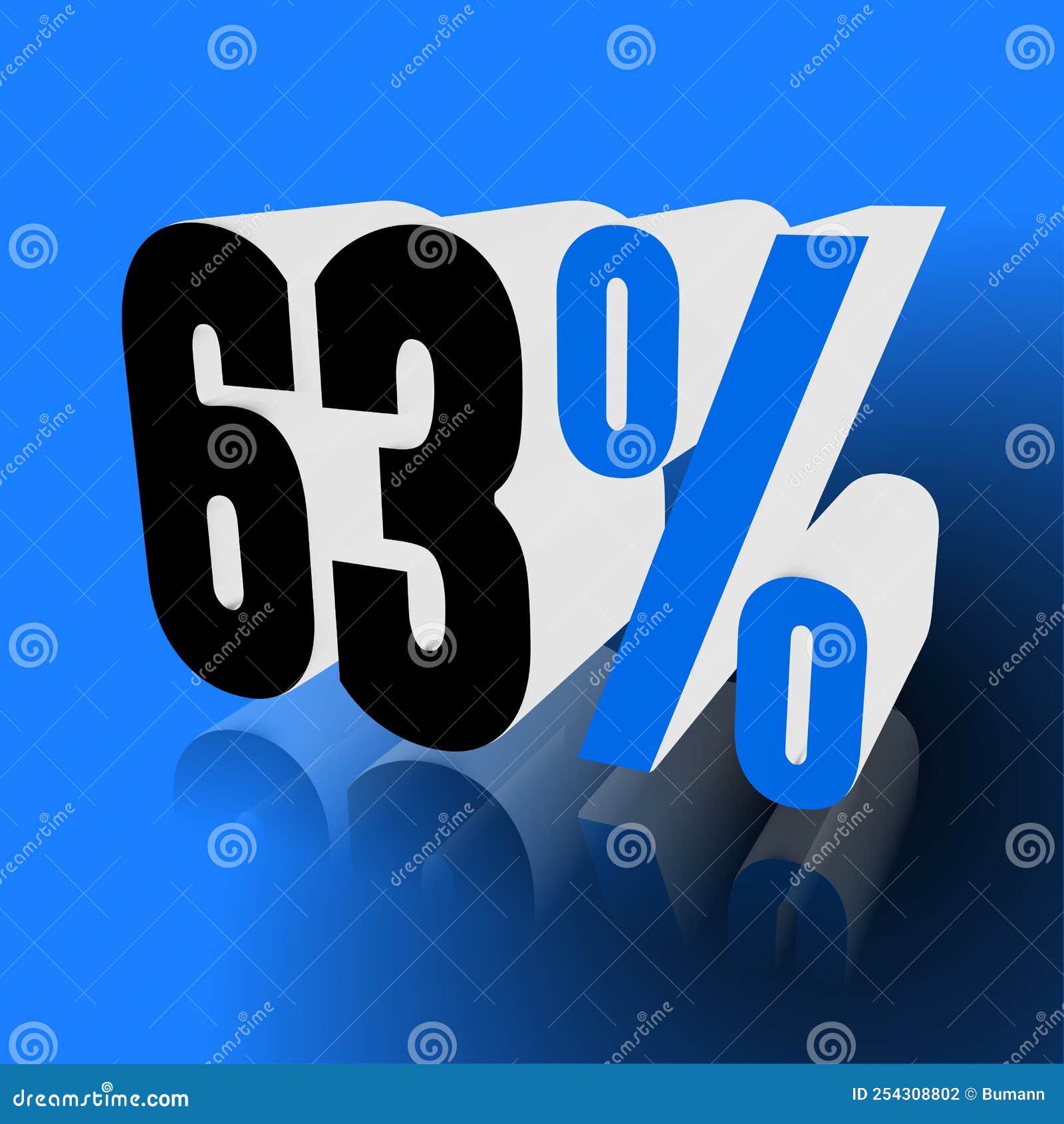63 , 63 Percent As a 3D Illustration, 3D Rendering Stock Illustration ...