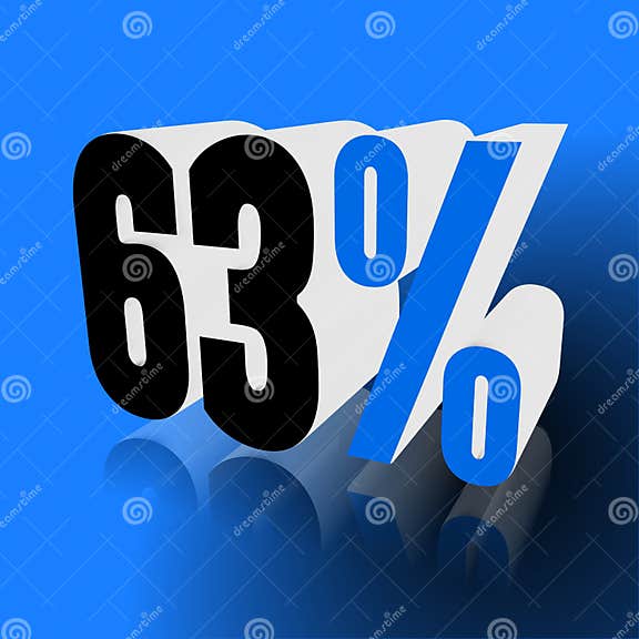 63 , 63 Percent As a 3D Illustration, 3D Rendering Stock Illustration ...