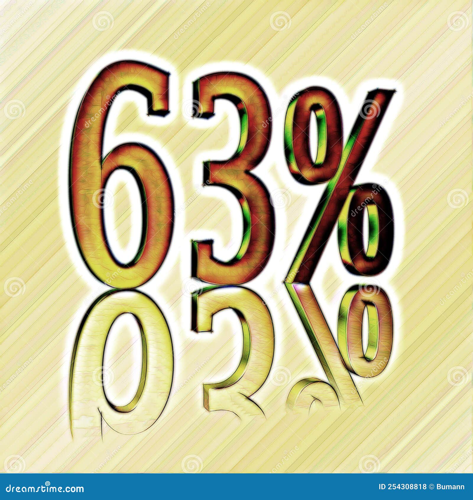 63 , 63 Percent As a 3D Illustration, 3D Rendering Stock Illustration ...