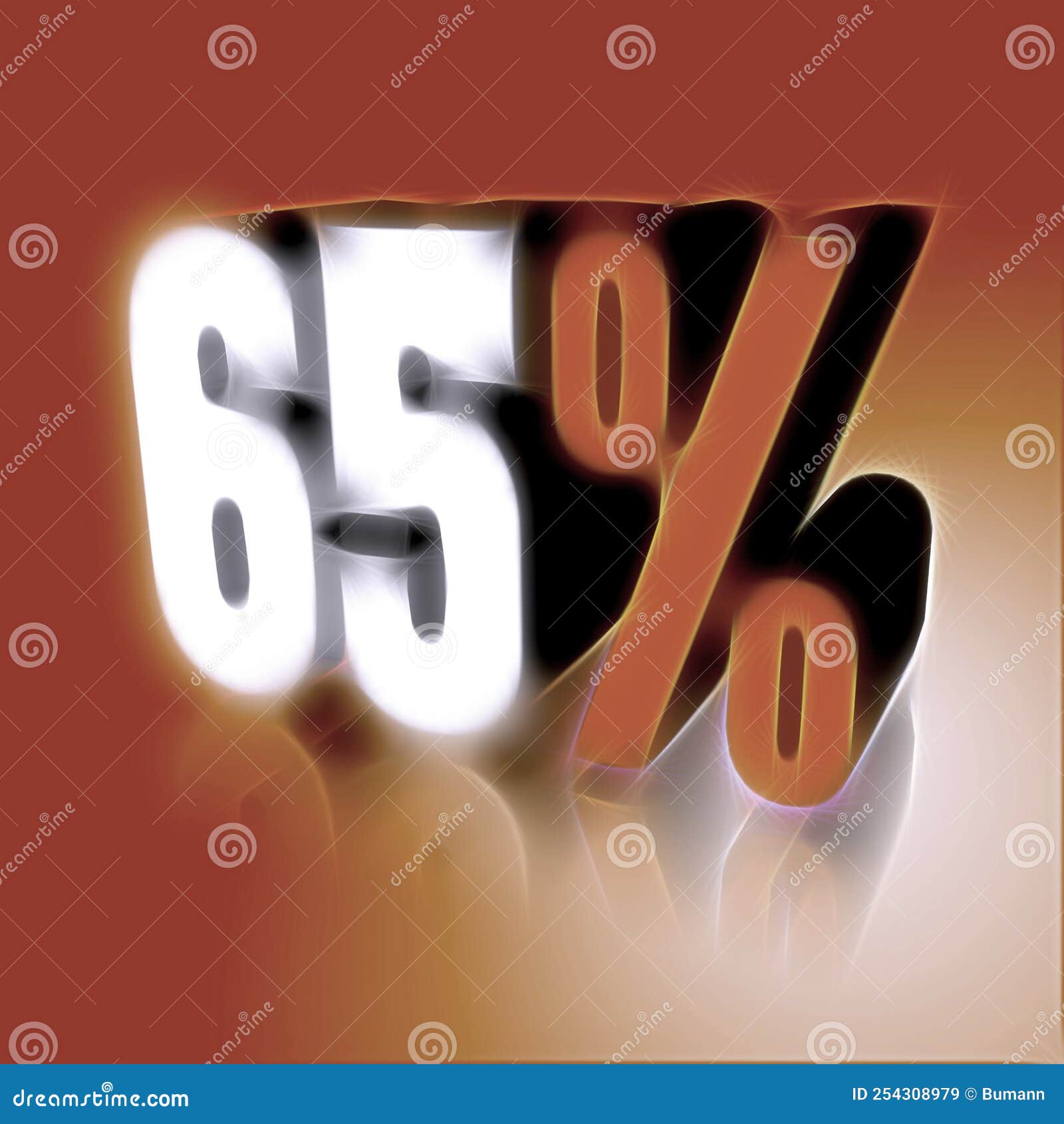 65 , 65 Percent As a 3D Illustration, 3D Rendering Stock Illustration ...