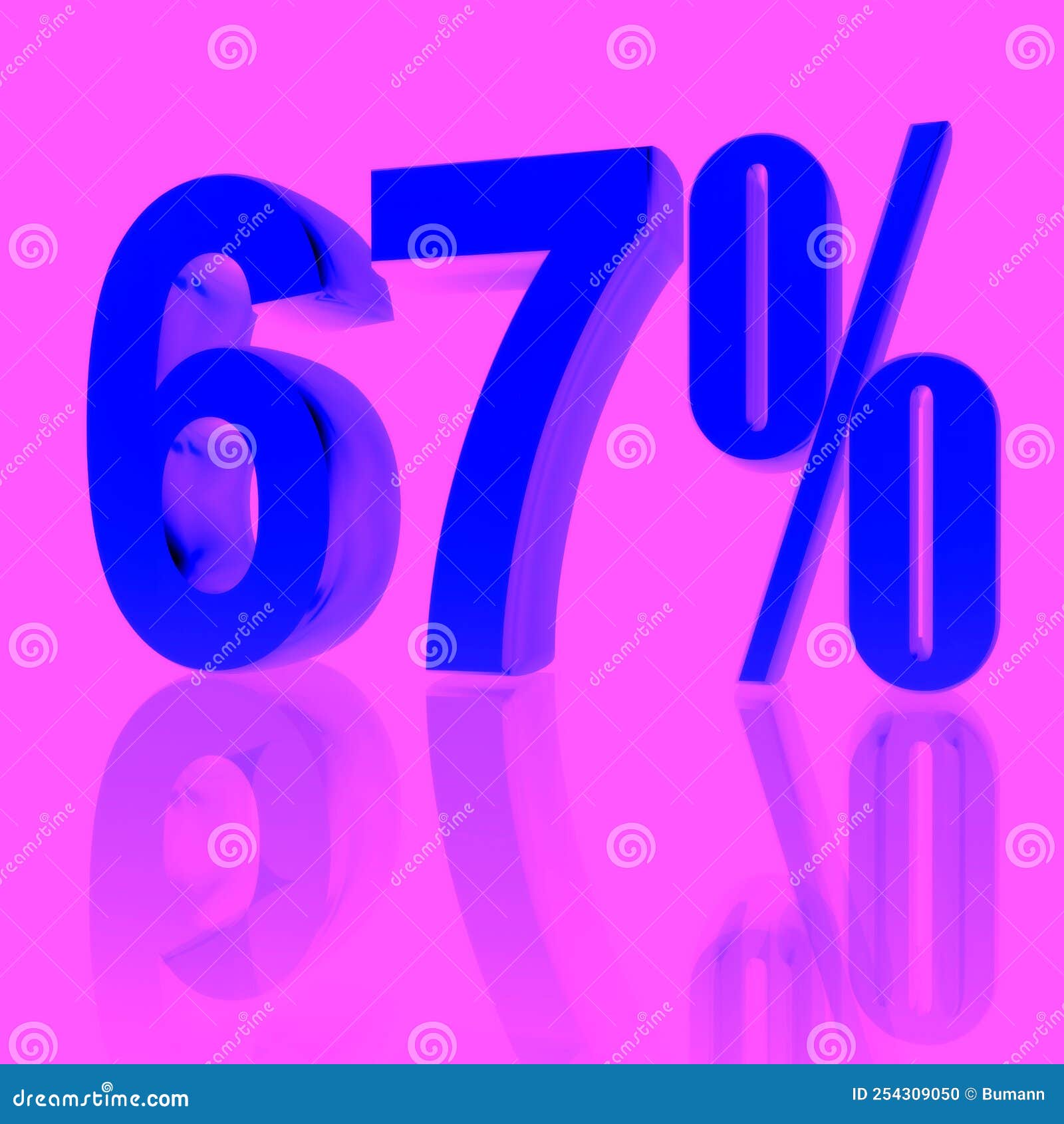 67 , 67 Percent As a 3D Illustration, 3D Rendering Stock Illustration ...