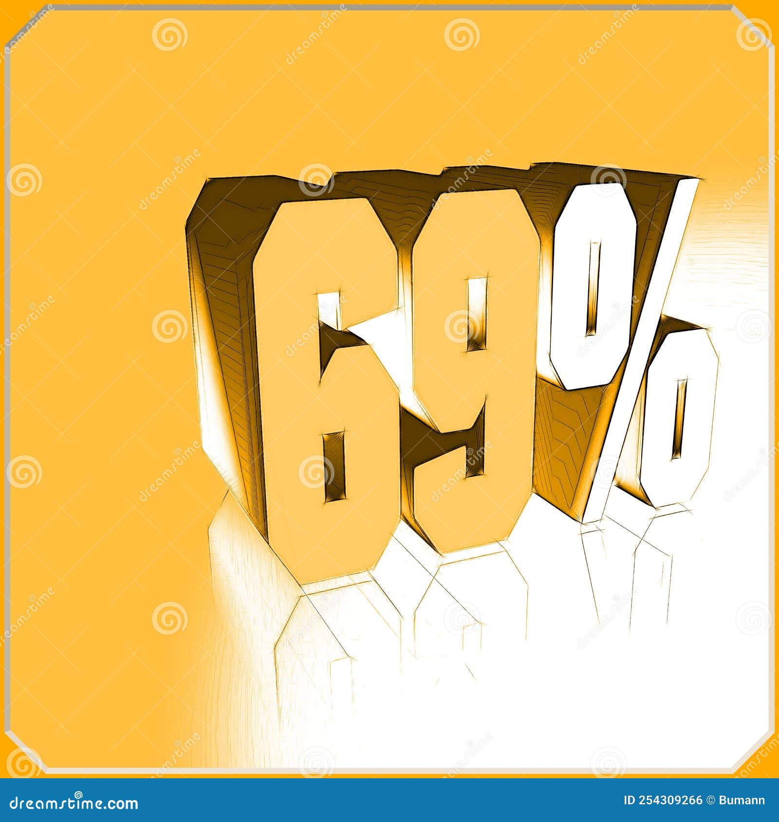 69 , 69 Percent As a 3D Illustration, 3D Rendering Stock Illustration ...