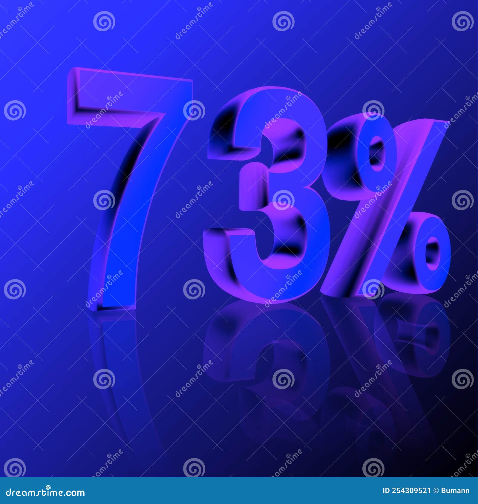 73 , 73 Percent As a 3D Illustration, 3D Rendering Stock Illustration ...