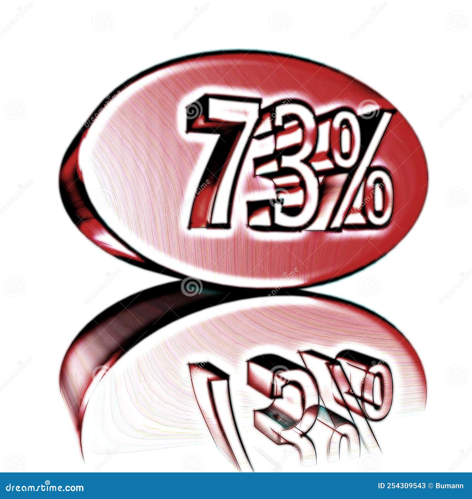 73 , 73 Percent As a 3D Illustration, 3D Rendering Stock Illustration ...