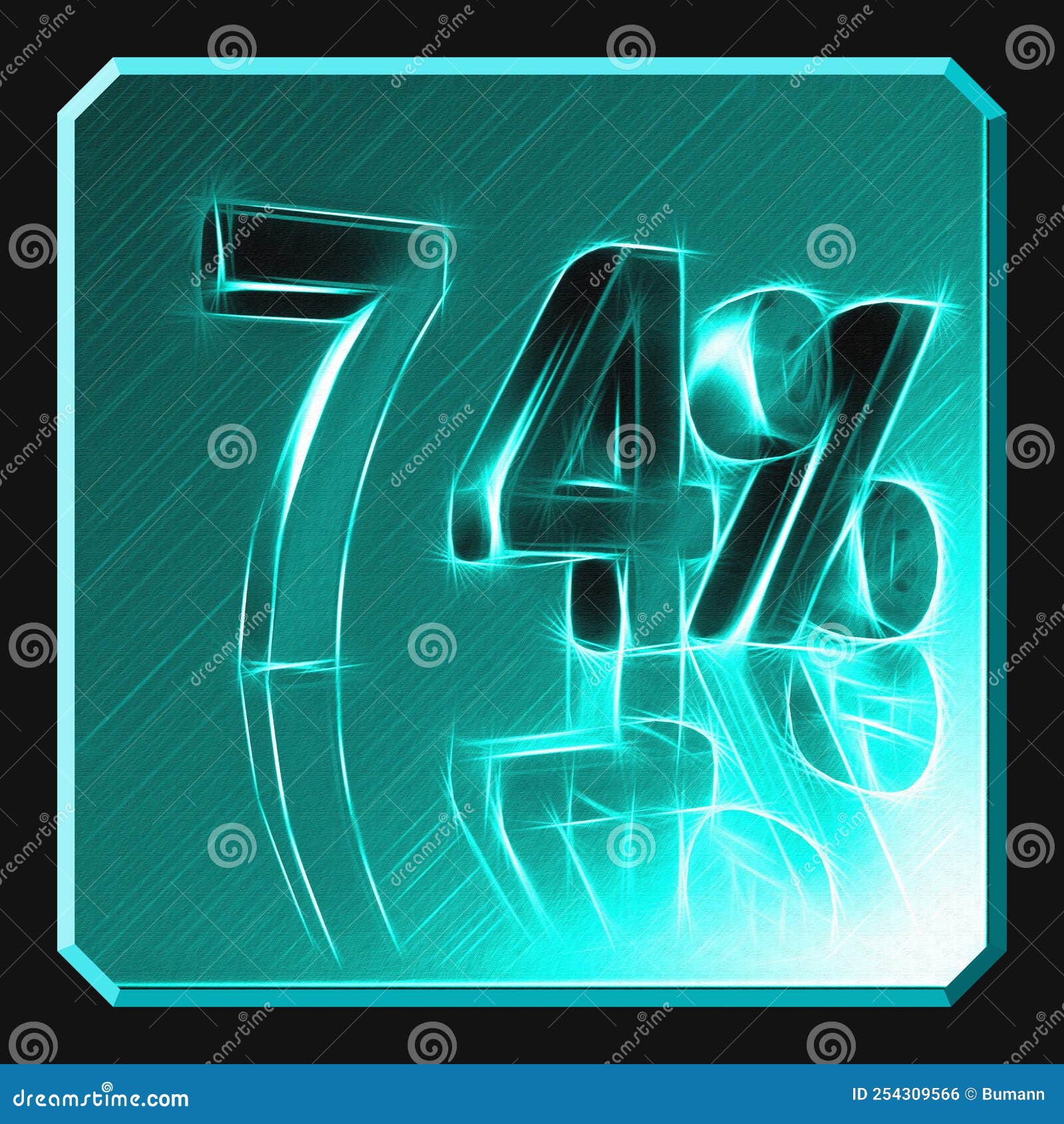 74 , 74 Percent As a 3D Illustration, 3D Rendering Stock Illustration ...