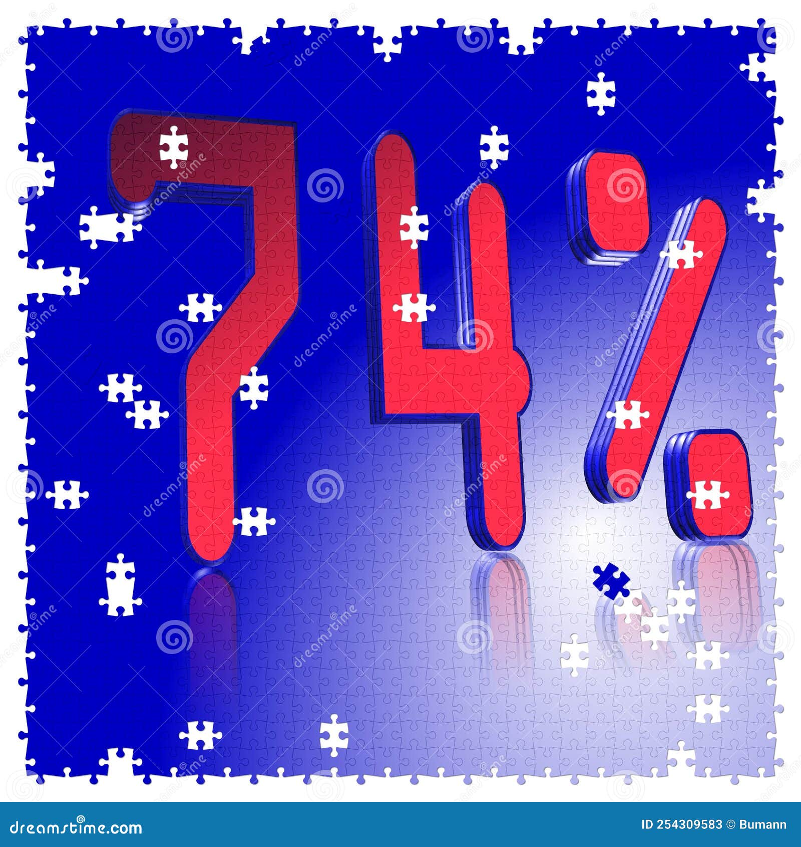 74 , 74 Percent As a 3D Illustration, 3D Rendering Stock Illustration ...