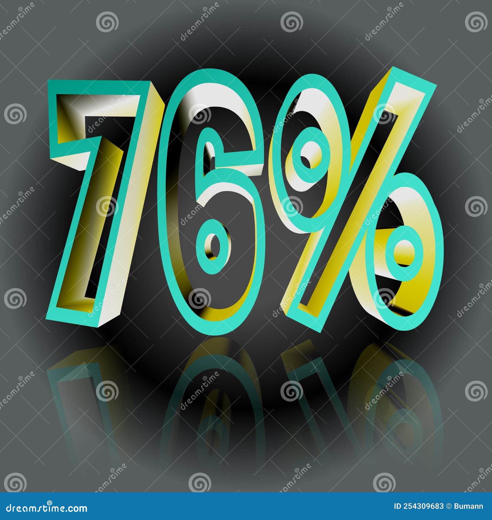 76 , 76 Percent As a 3D Illustration, 3D Rendering Stock Illustration ...