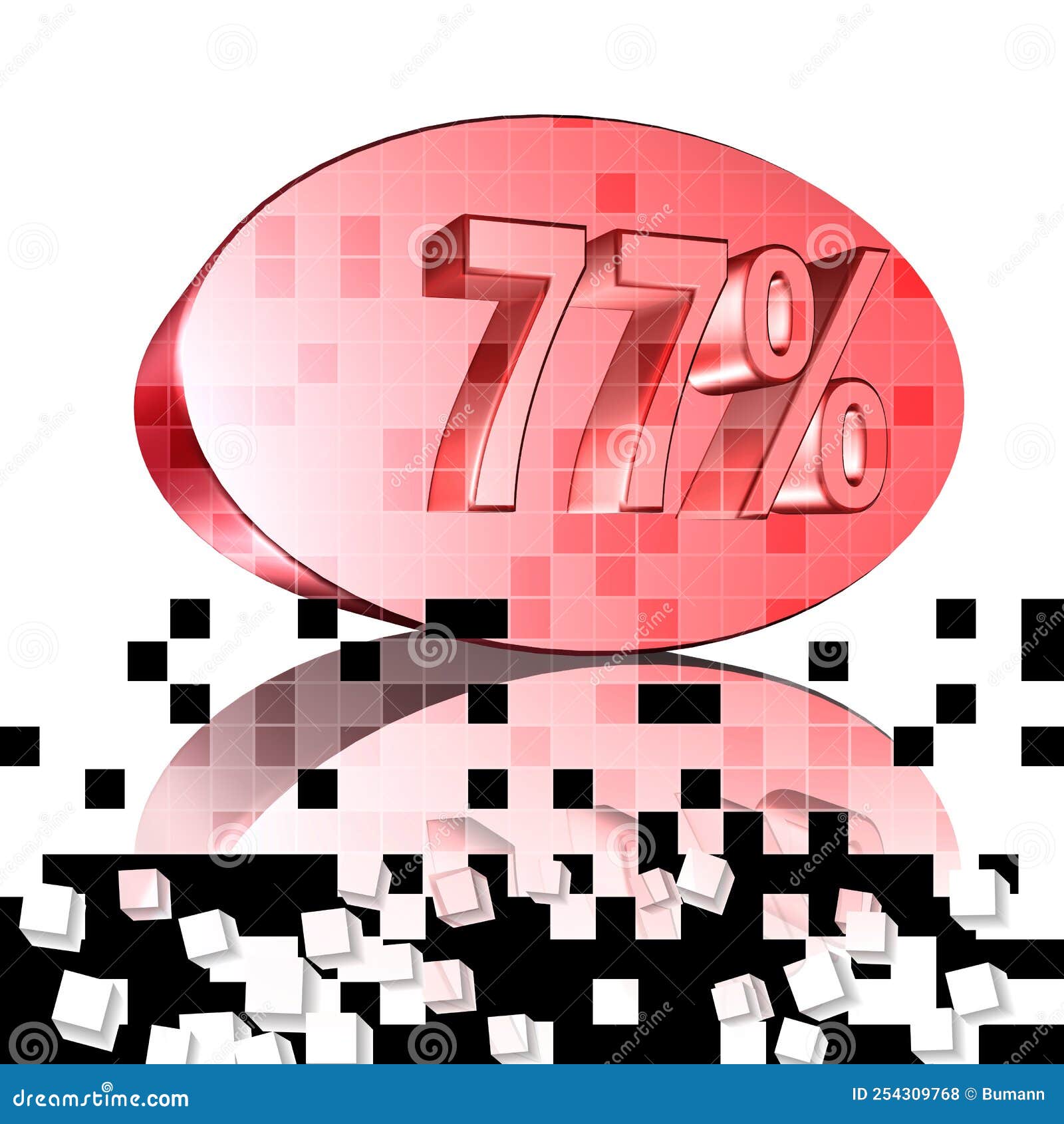 77 , 77 Percent As a 3D Illustration, 3D Rendering Stock Illustration ...