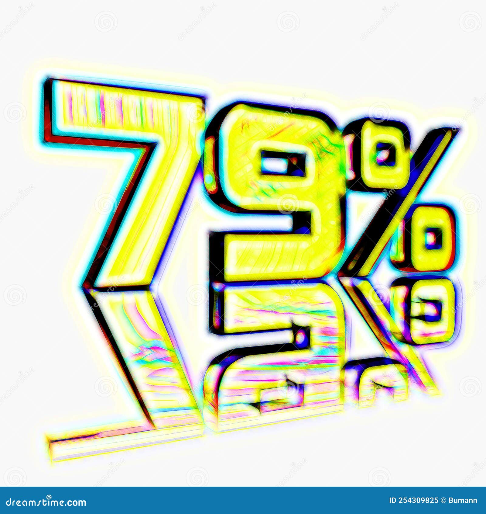 79 , 79 Percent As a 3D Illustration, 3D Rendering Stock Illustration ...