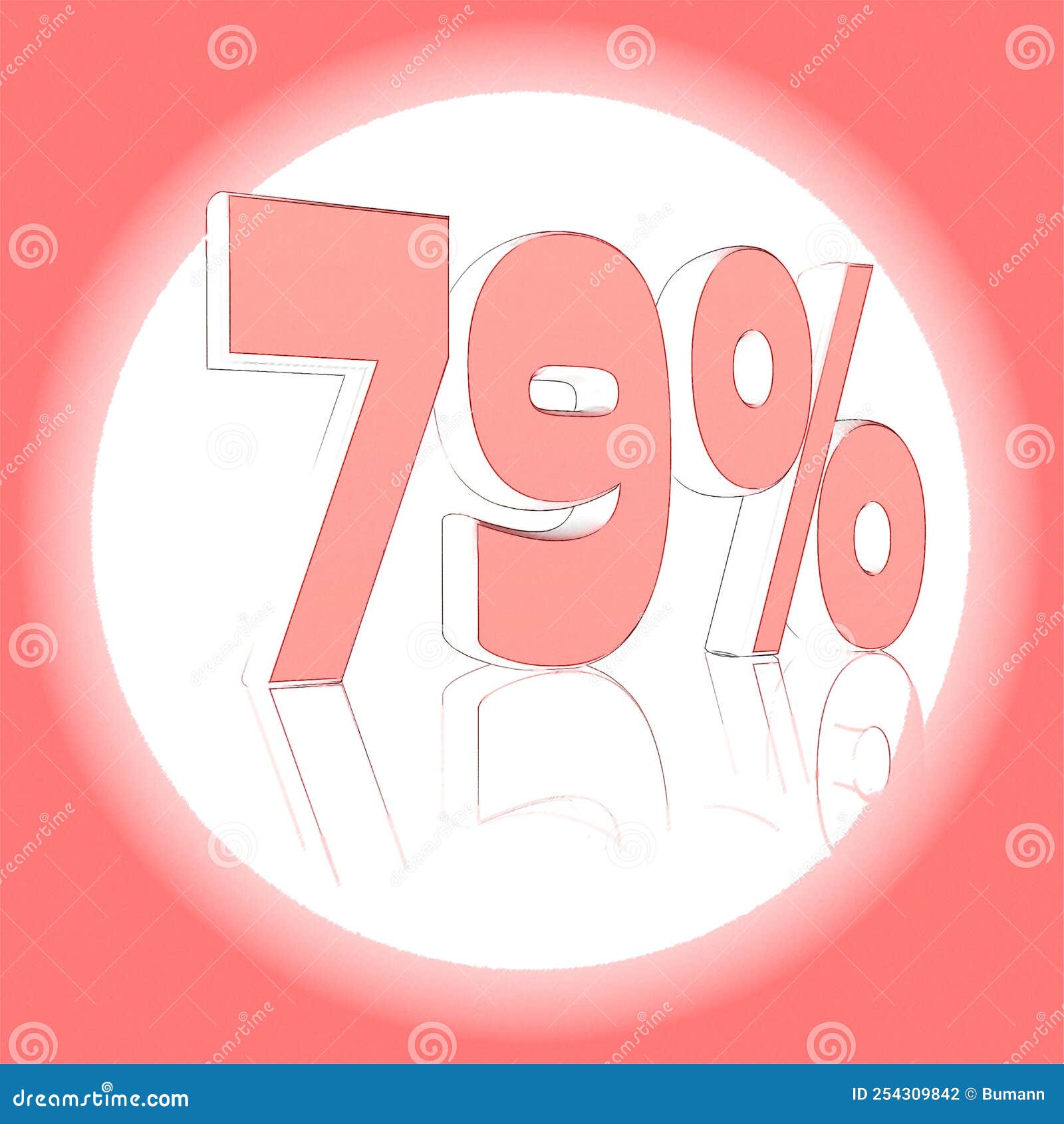 79 , 79 Percent As a 3D Illustration, 3D Rendering Stock Illustration ...