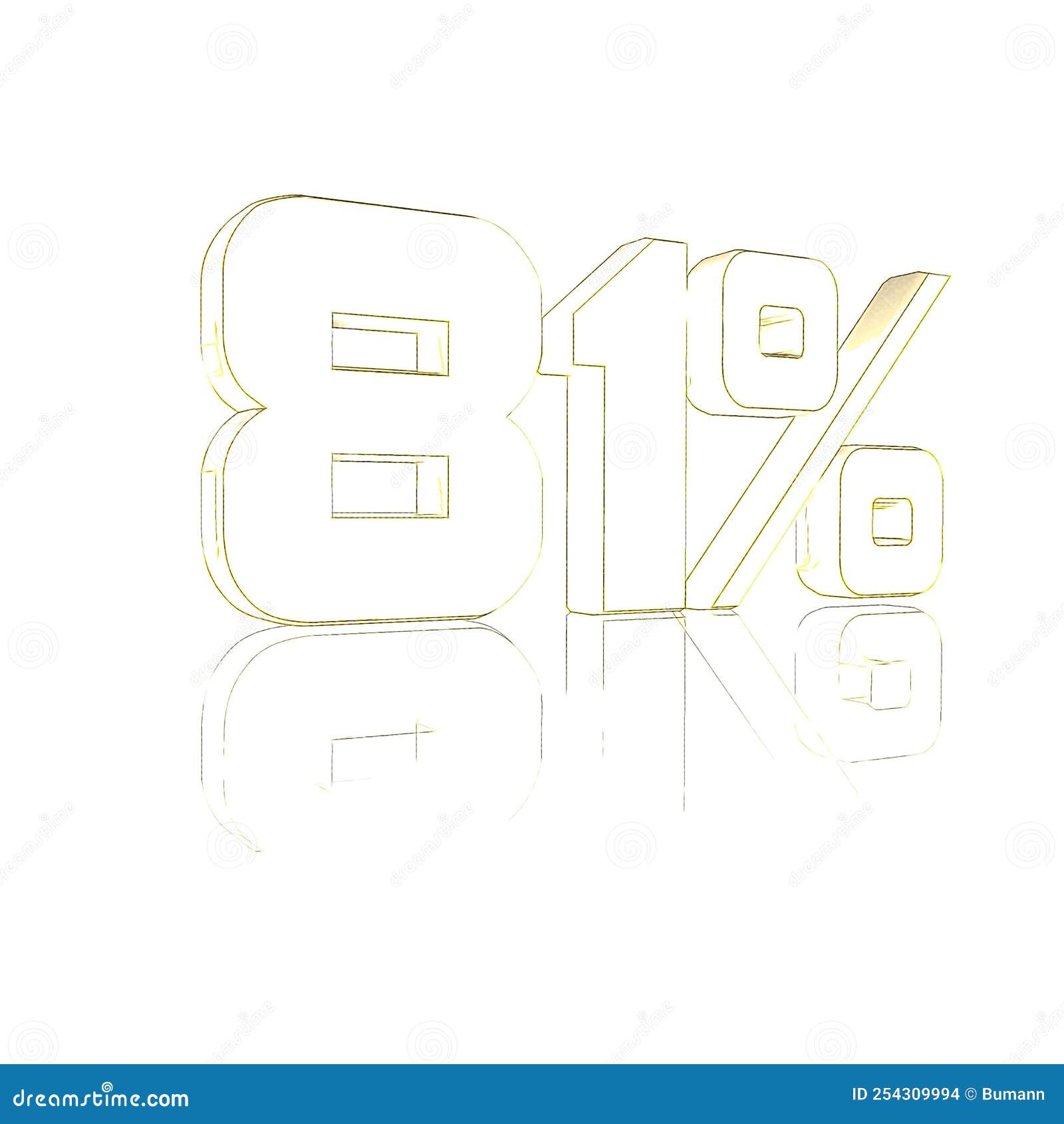 81 , 81 Percent As a 3D Illustration, 3D Rendering Stock Illustration ...