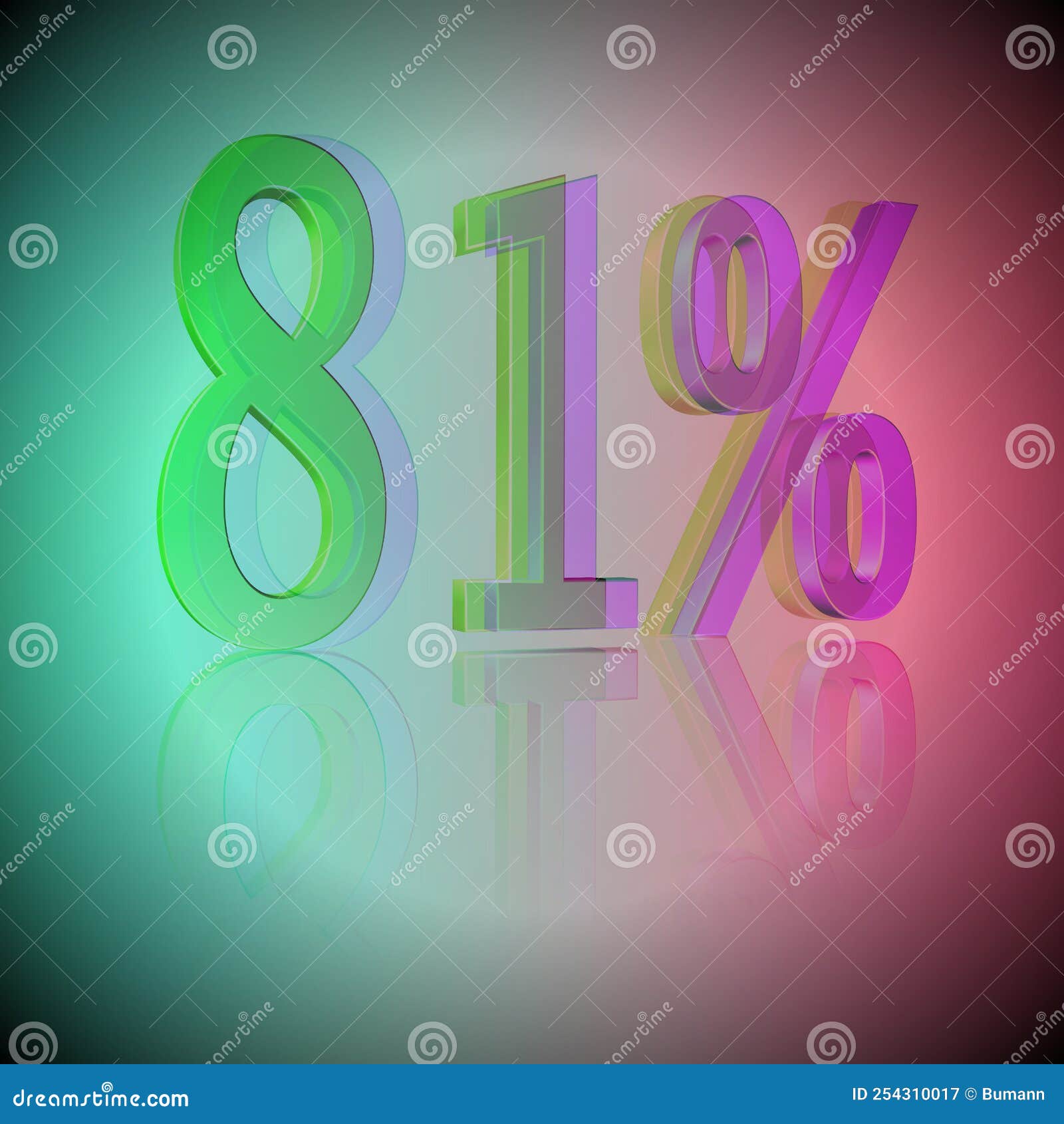81 , 81 Percent As a 3D Illustration, 3D Rendering Stock Illustration ...