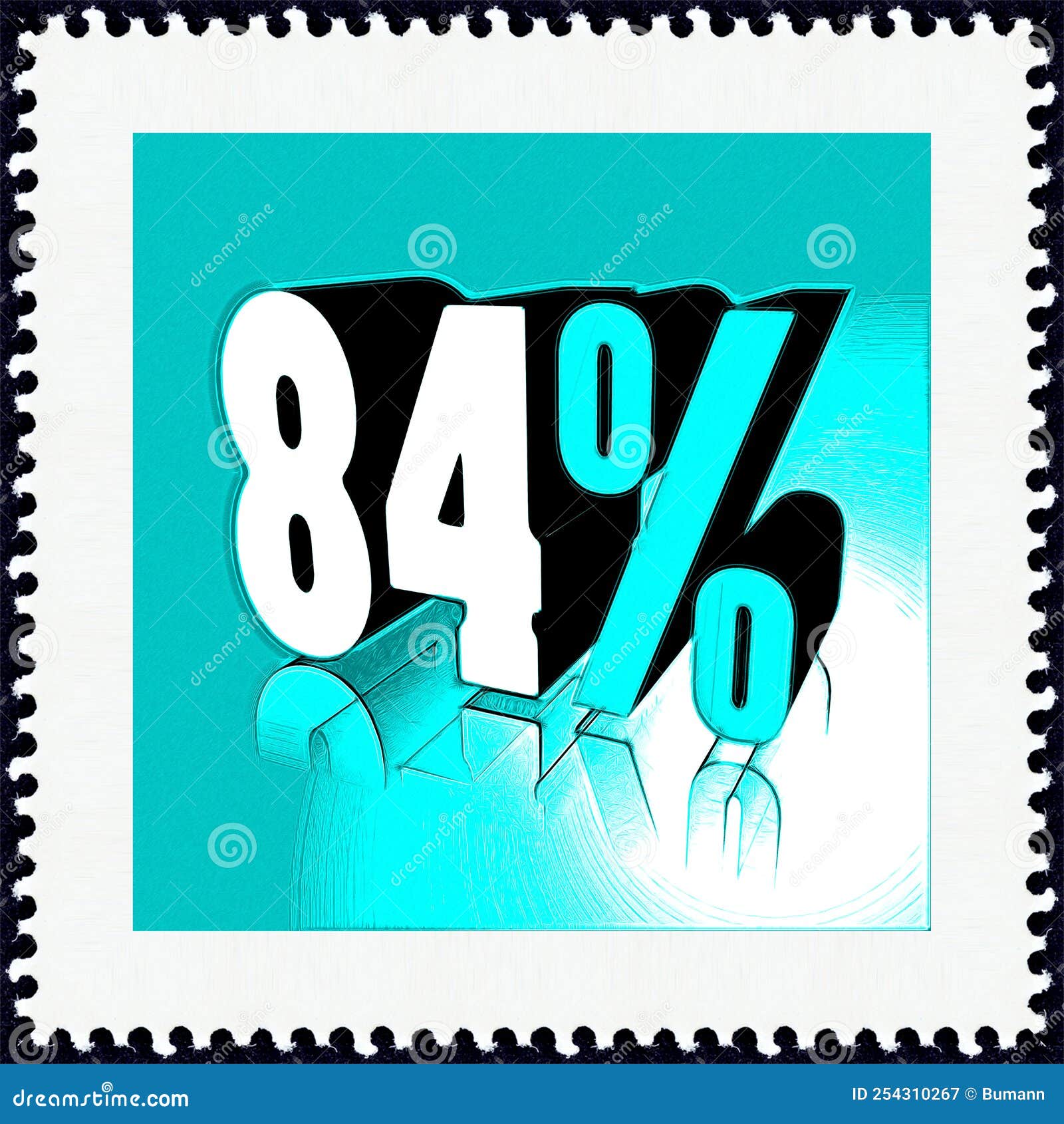 84 , 84 Percent As a 3D Illustration, 3D Rendering Stock Illustration ...