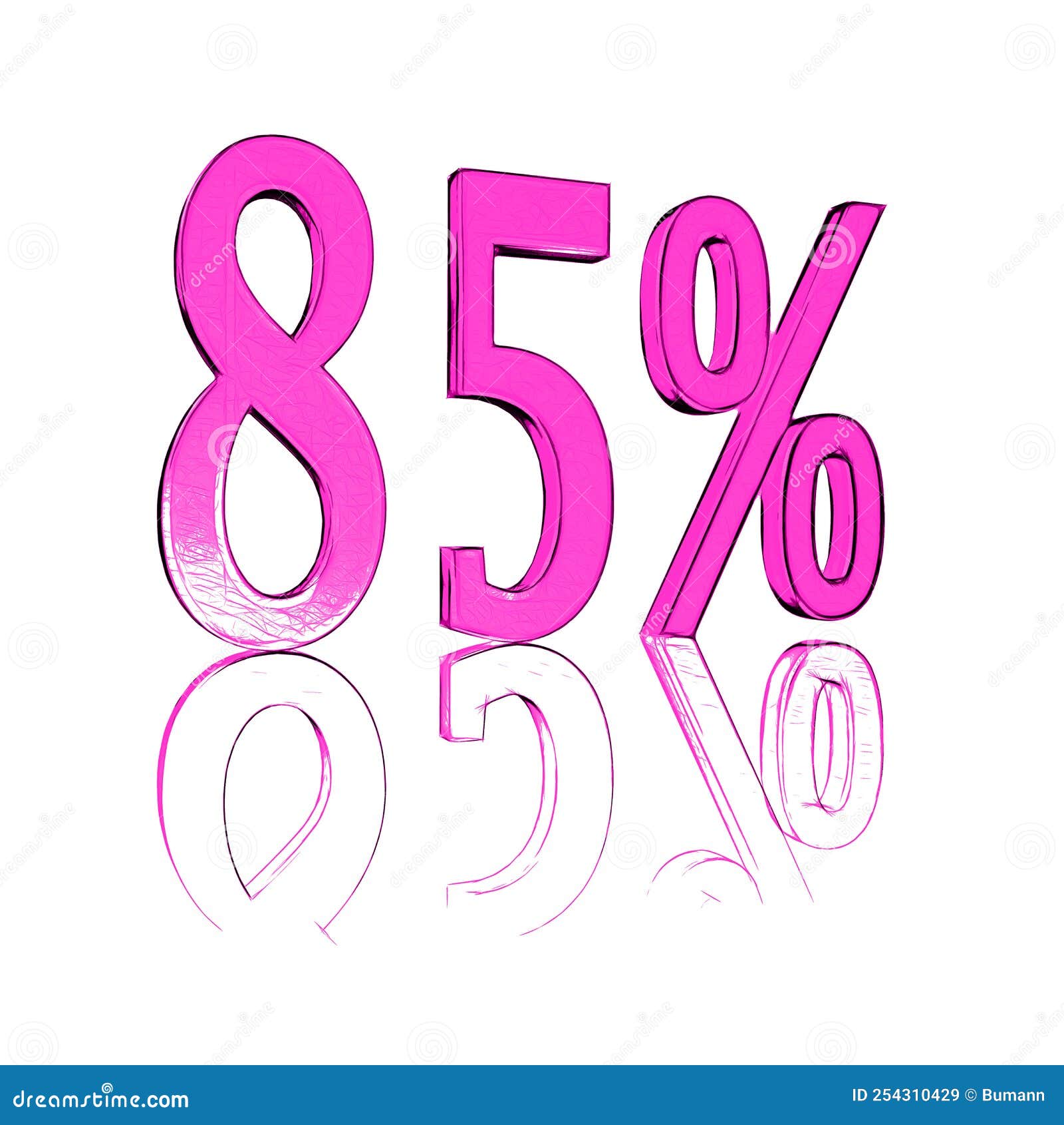 85 , 85 Percent As a 3D Illustration, 3D Rendering Stock Illustration ...