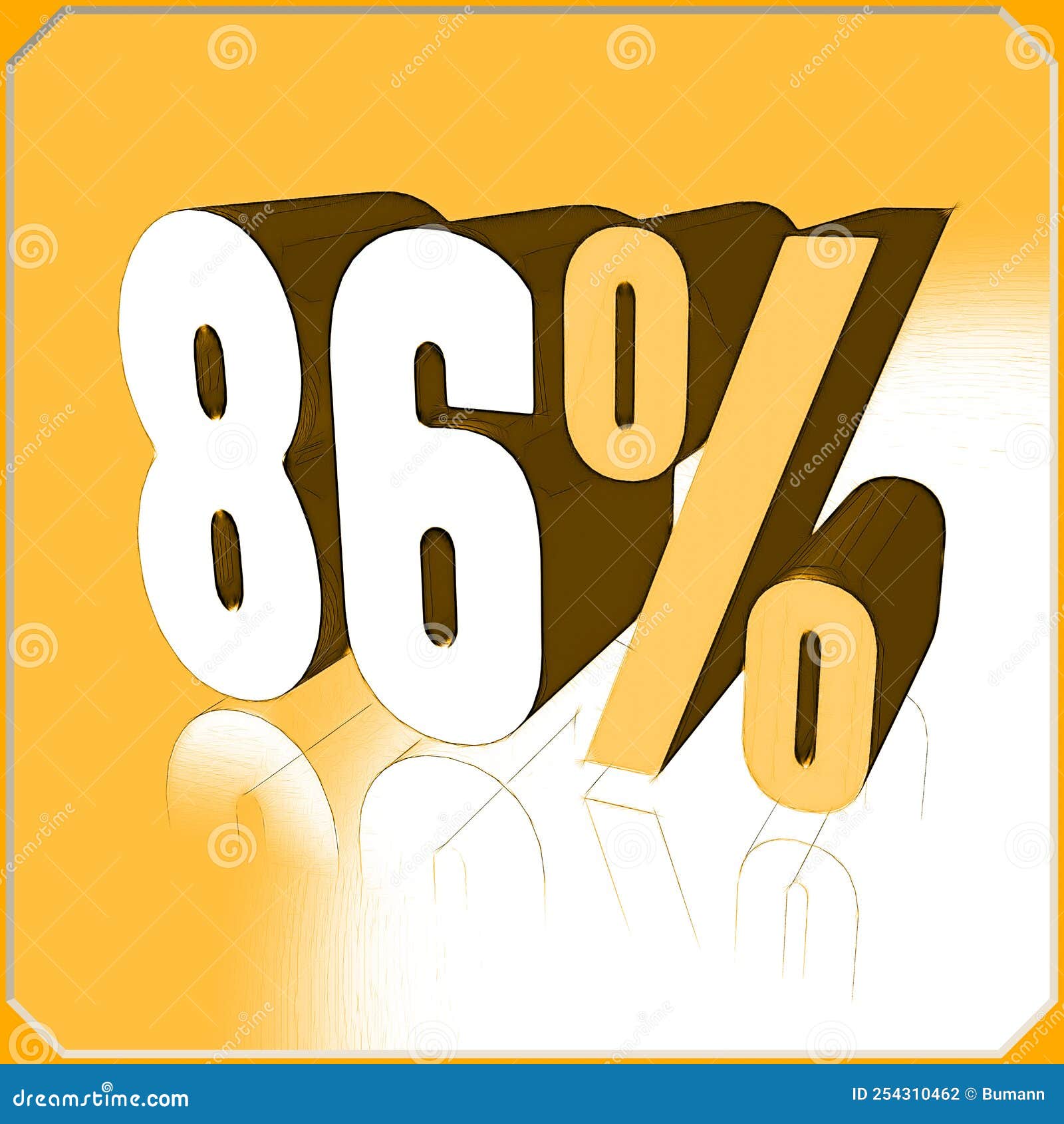 86 , 86 Percent As a 3D Illustration, 3D Rendering Stock Illustration ...