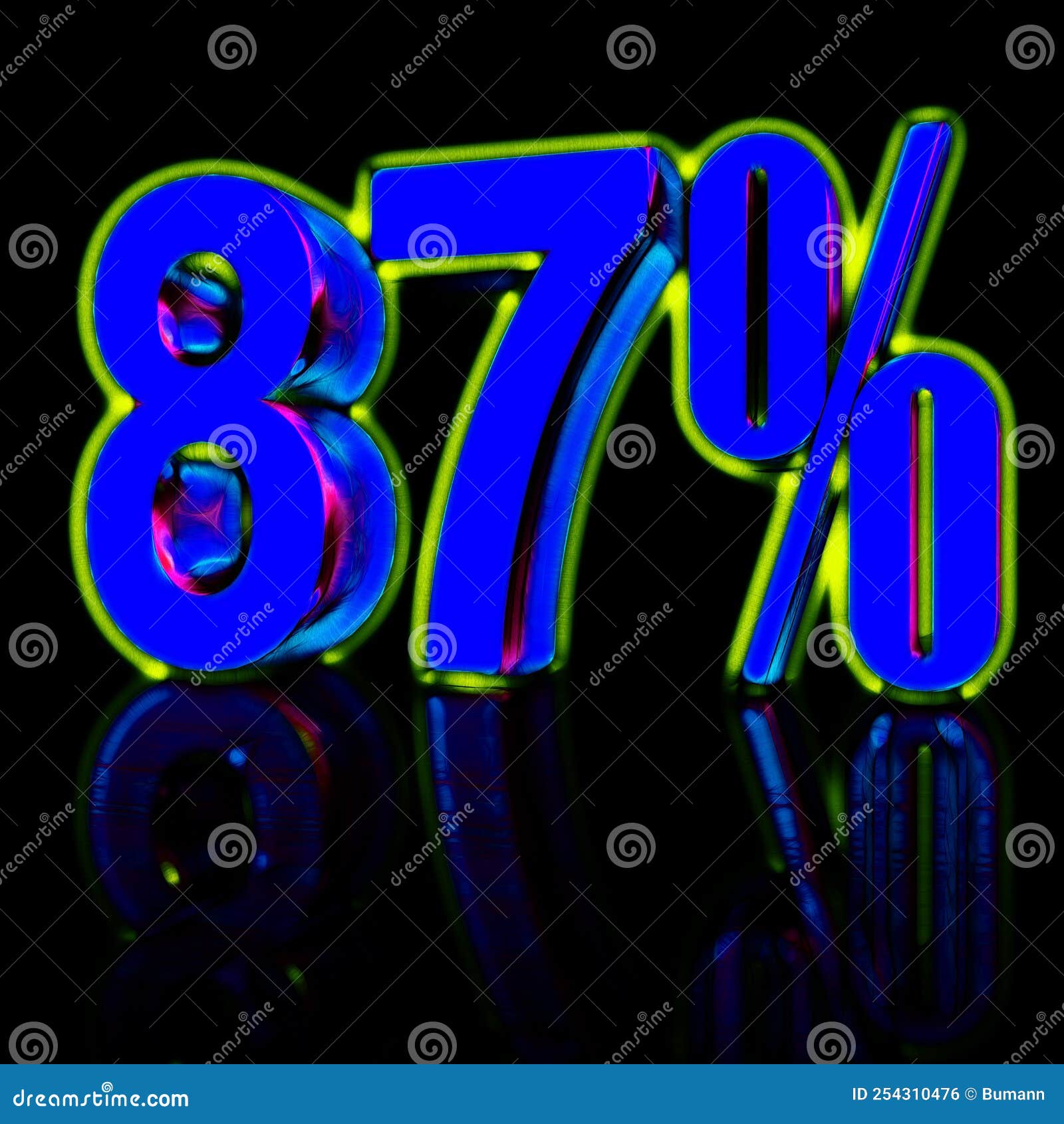 87 , 87 Percent As a 3D Illustration, 3D Rendering Stock Illustration ...