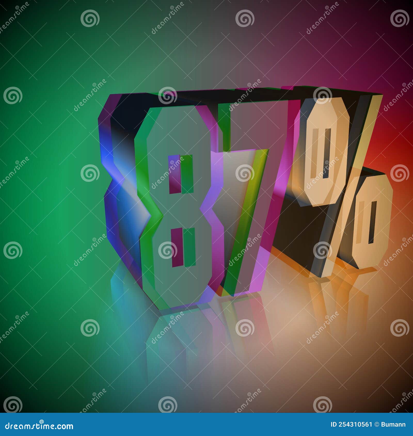 87 , 87 Percent As a 3D Illustration, 3D Rendering Stock Illustration ...