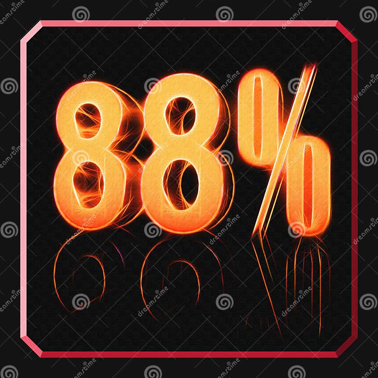 88 , 88 Percent As a 3D Illustration, 3D Rendering Stock Illustration ...
