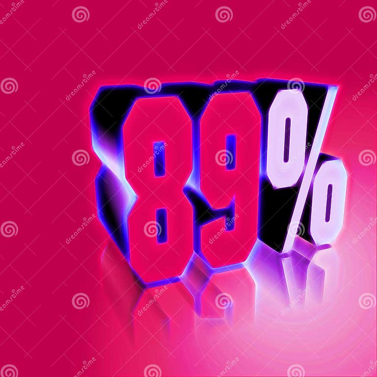89 , 89 Percent As a 3D Illustration, 3D Rendering Stock Illustration ...