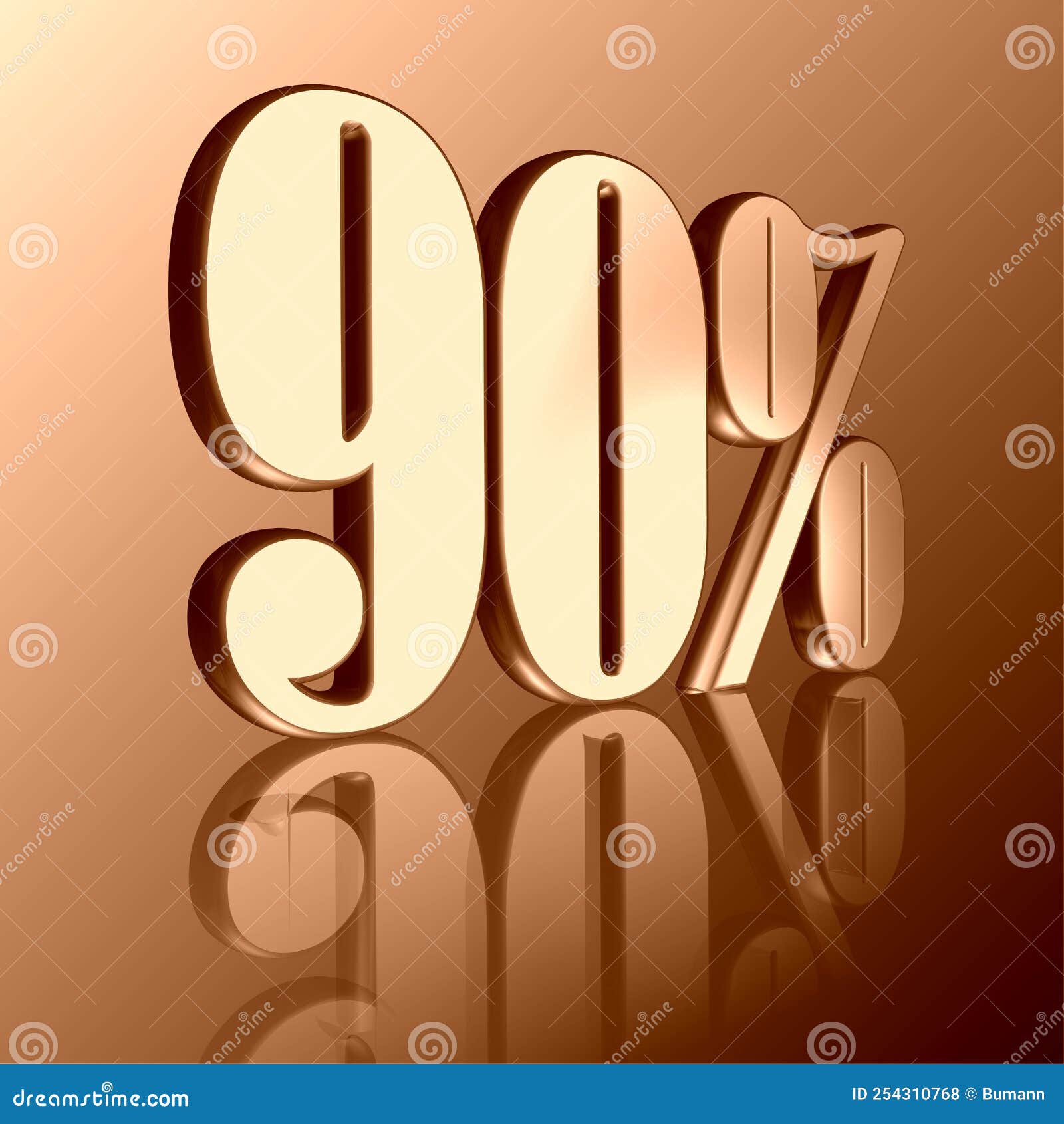 90 , 90 Percent As a 3D Illustration, 3D Rendering Stock Illustration ...