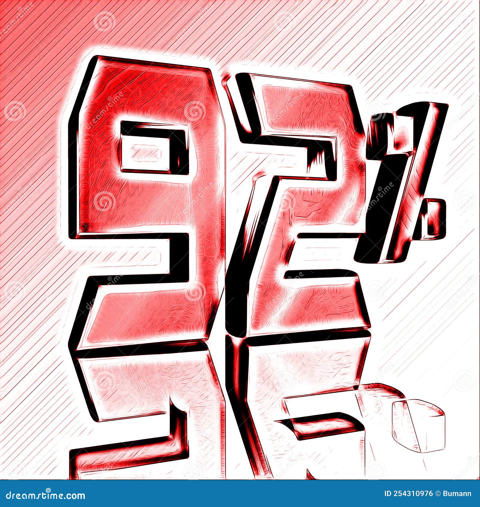 92 , 92 Percent As a 3D Illustration, 3D Rendering Stock Illustration ...