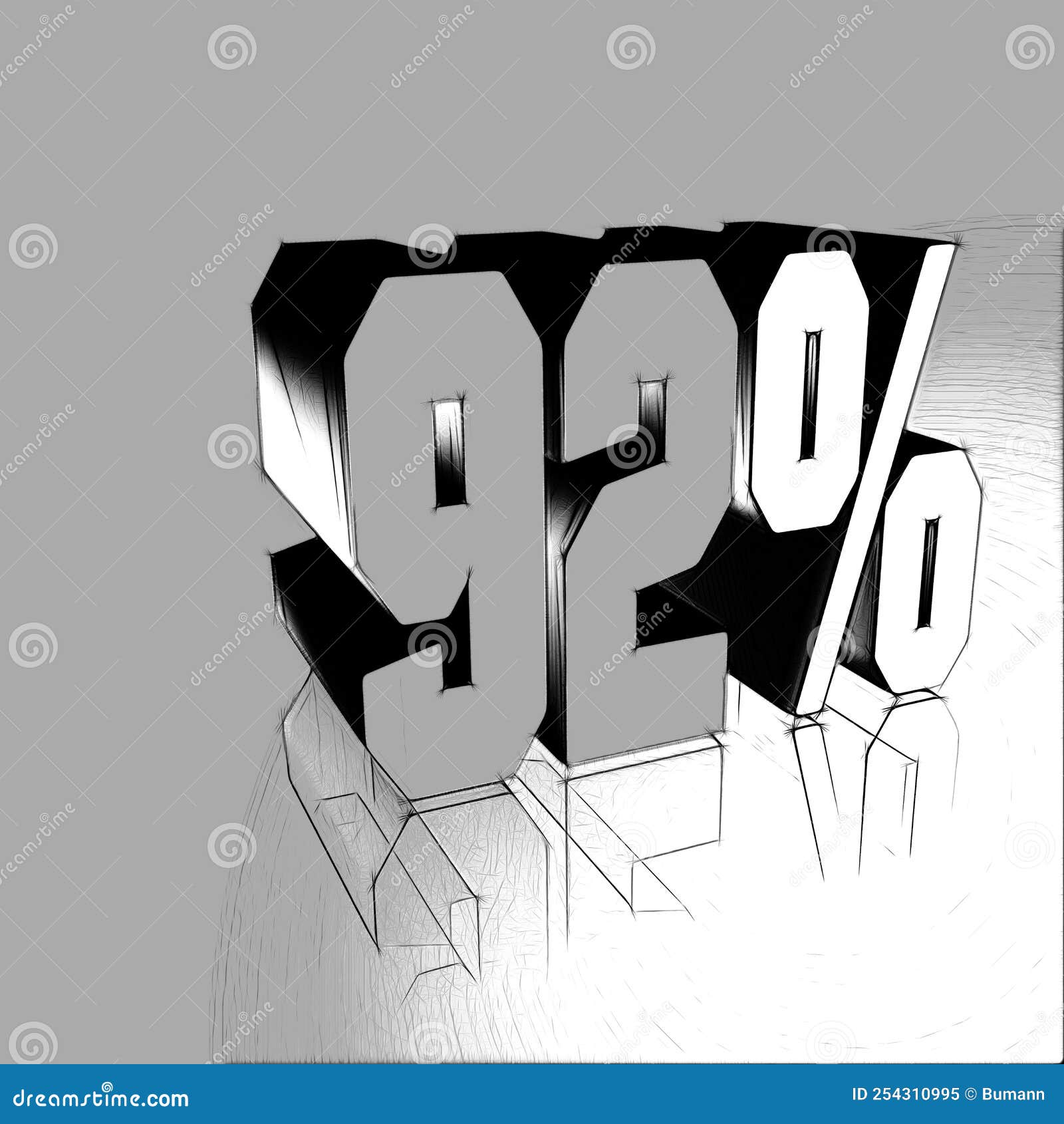 92 , 92 Percent As a 3D Illustration, 3D Rendering Stock Illustration ...