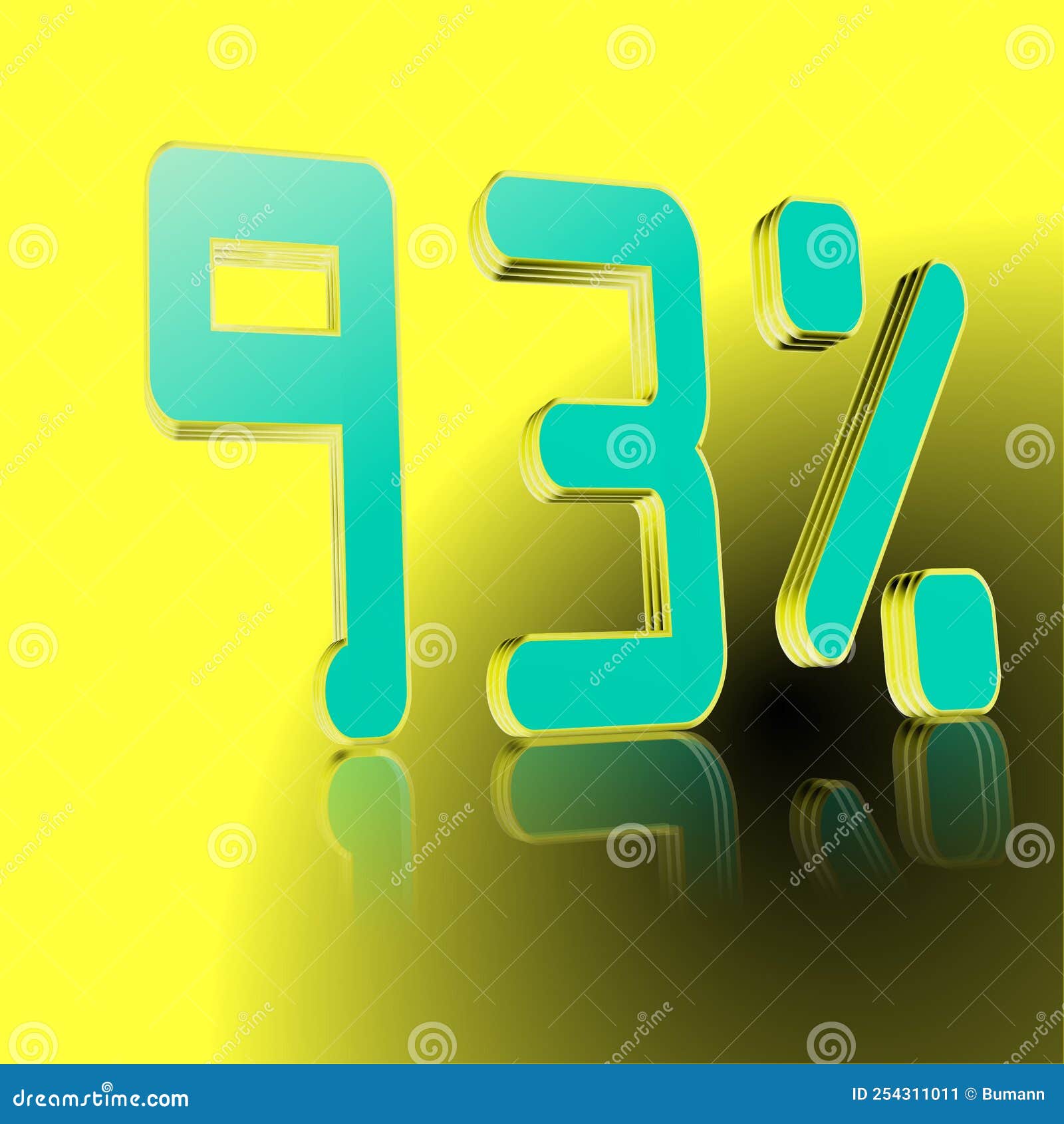 93 , 93 Percent As a 3D Illustration, 3D Rendering Stock Illustration ...