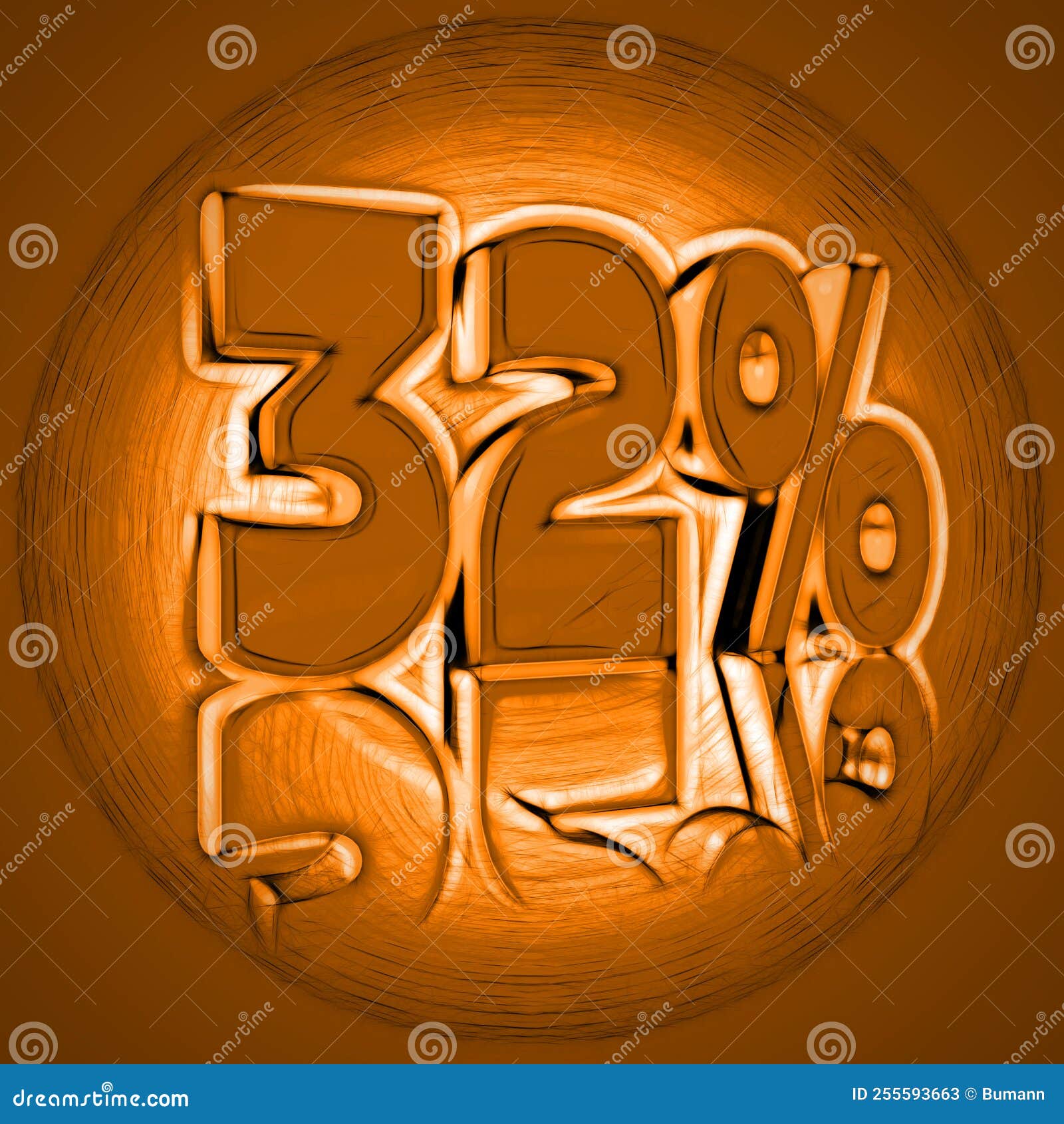 32 , 32 Percent As a 3D Illustration, 3D Rendering Stock Illustration ...