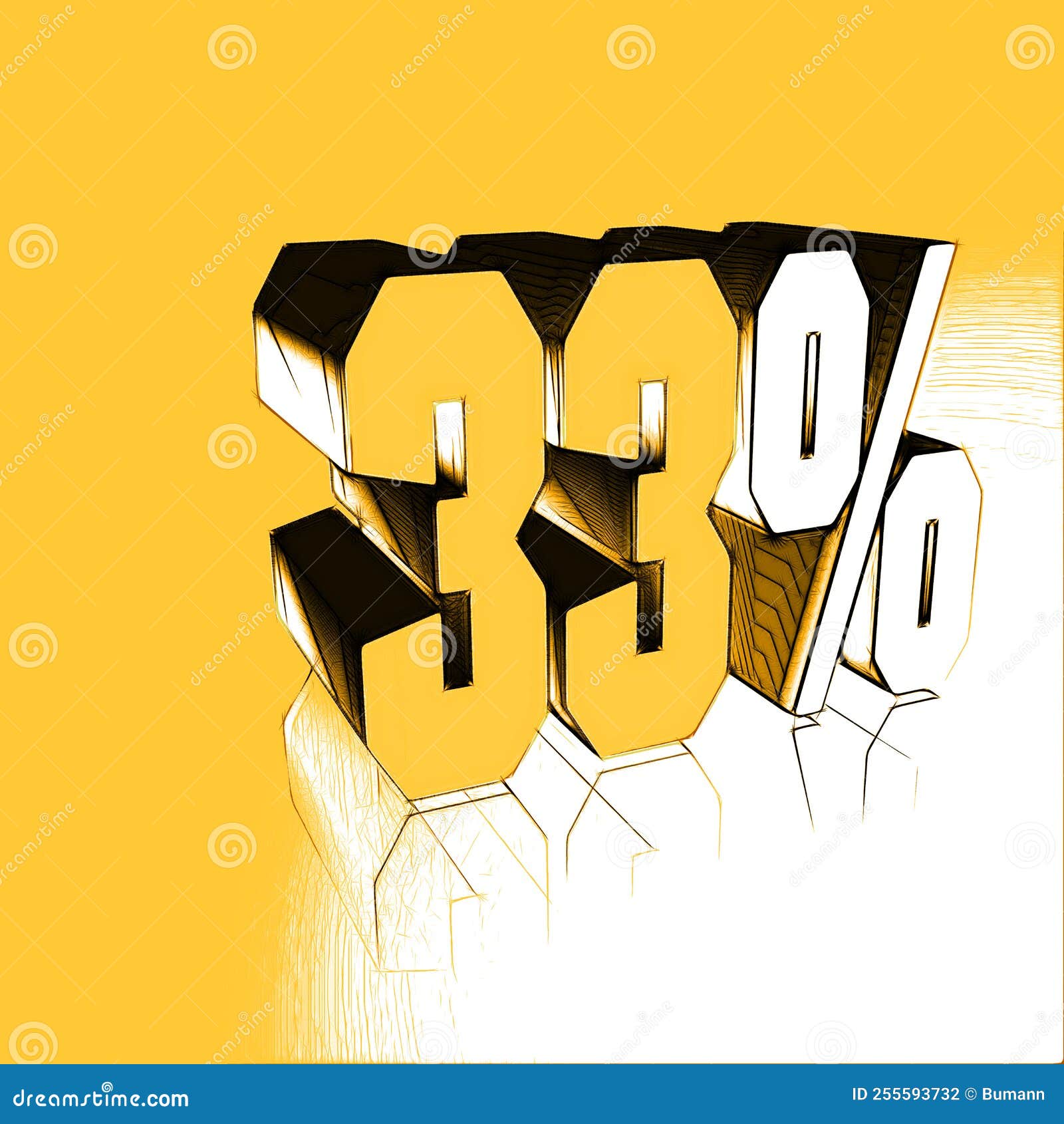 33 , 33 Percent As a 3D Illustration, 3D Rendering Stock Illustration ...