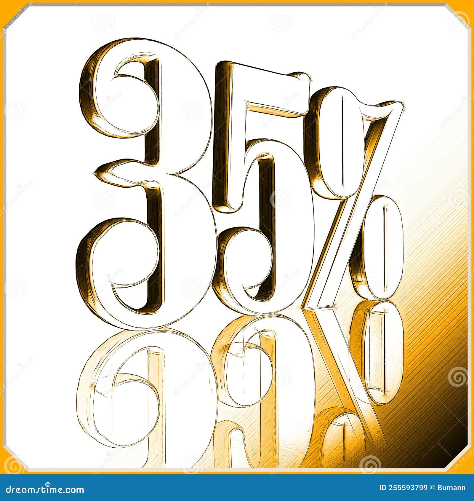 35 , 35 Percent As a 3D Illustration, 3D Rendering Stock Illustration ...