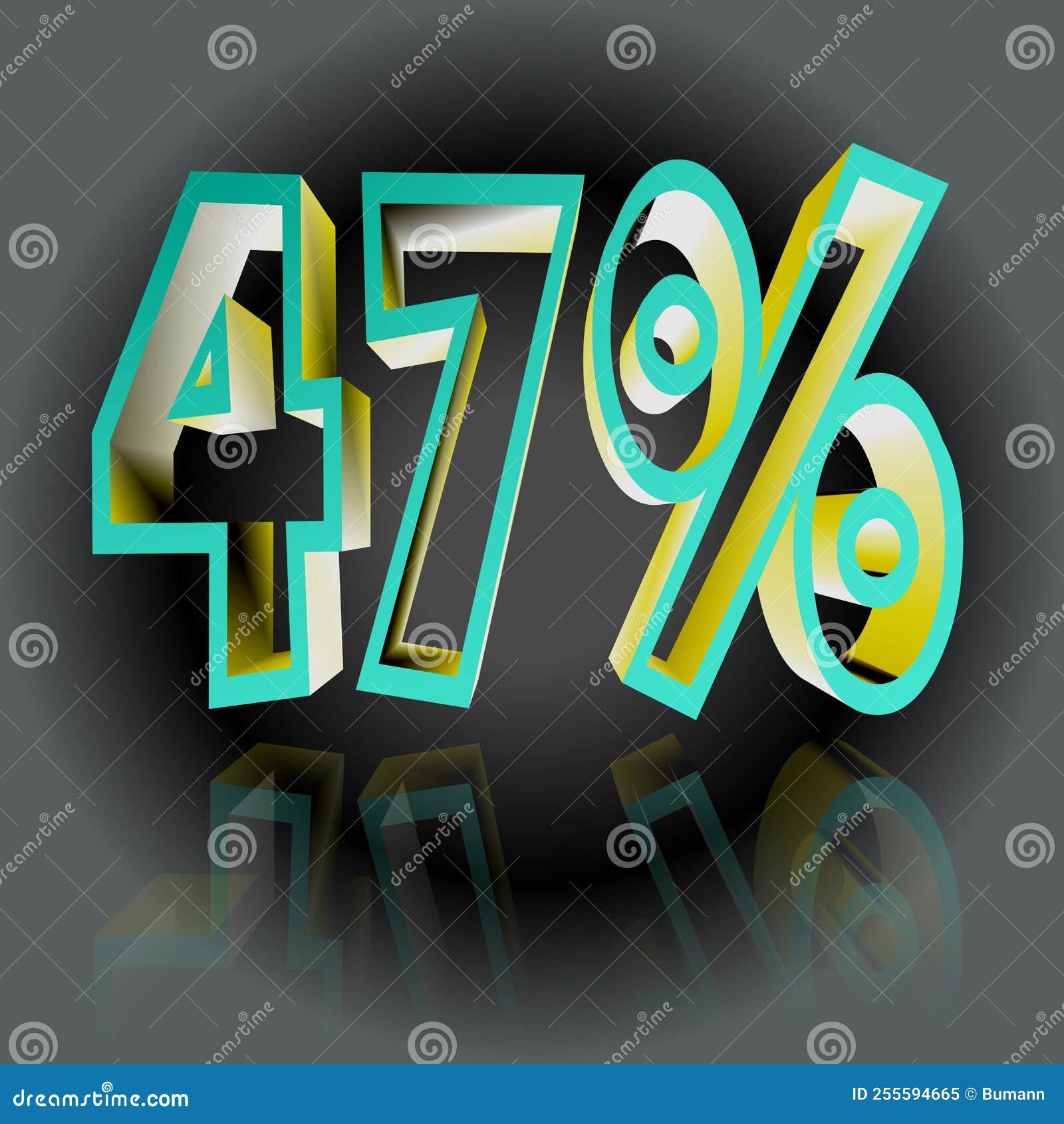 47 , 47 Percent As a 3D Illustration, 3D Rendering Stock Illustration ...