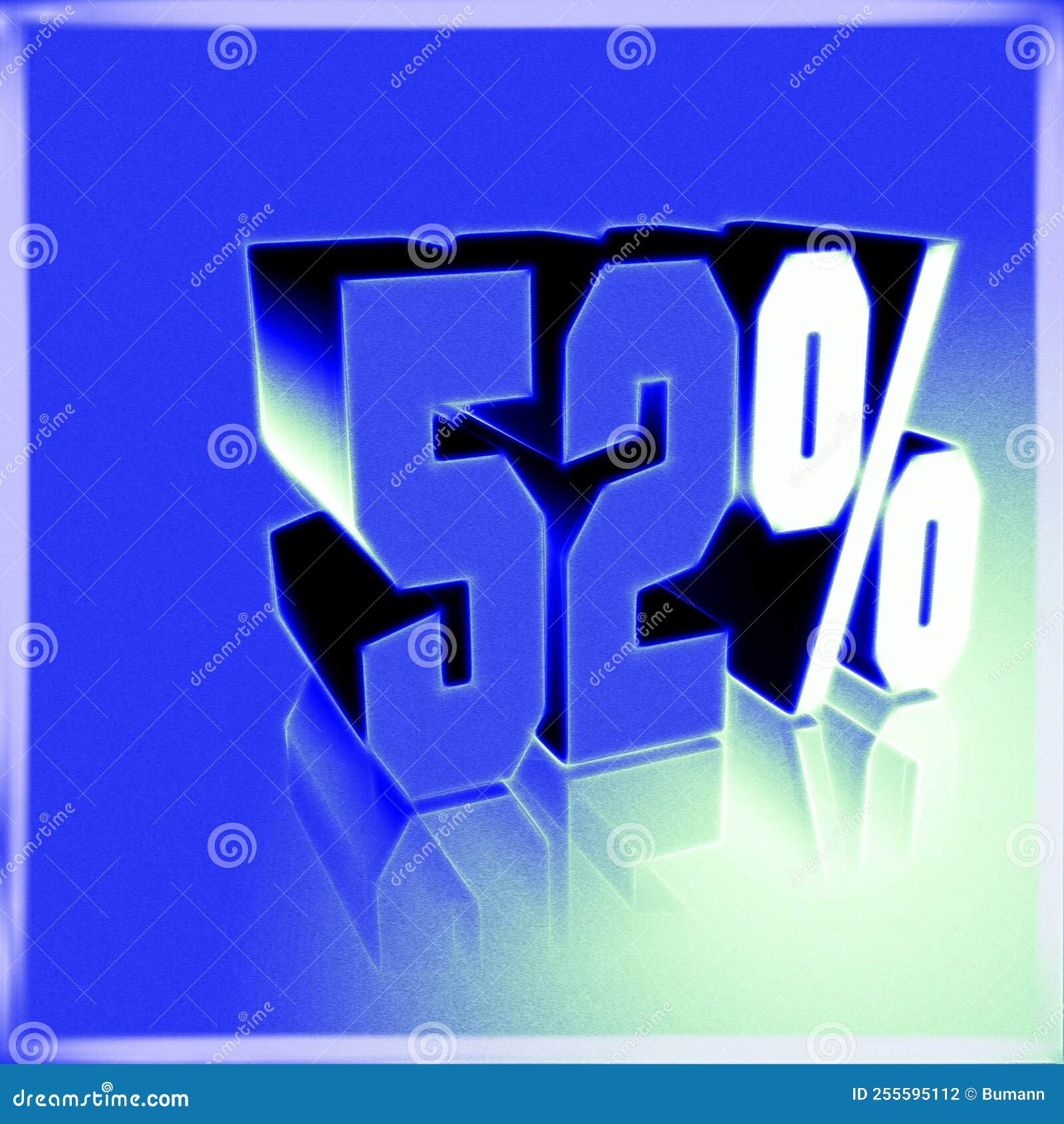 52 , 52 Percent As a 3D Illustration, 3D Rendering Stock Illustration ...