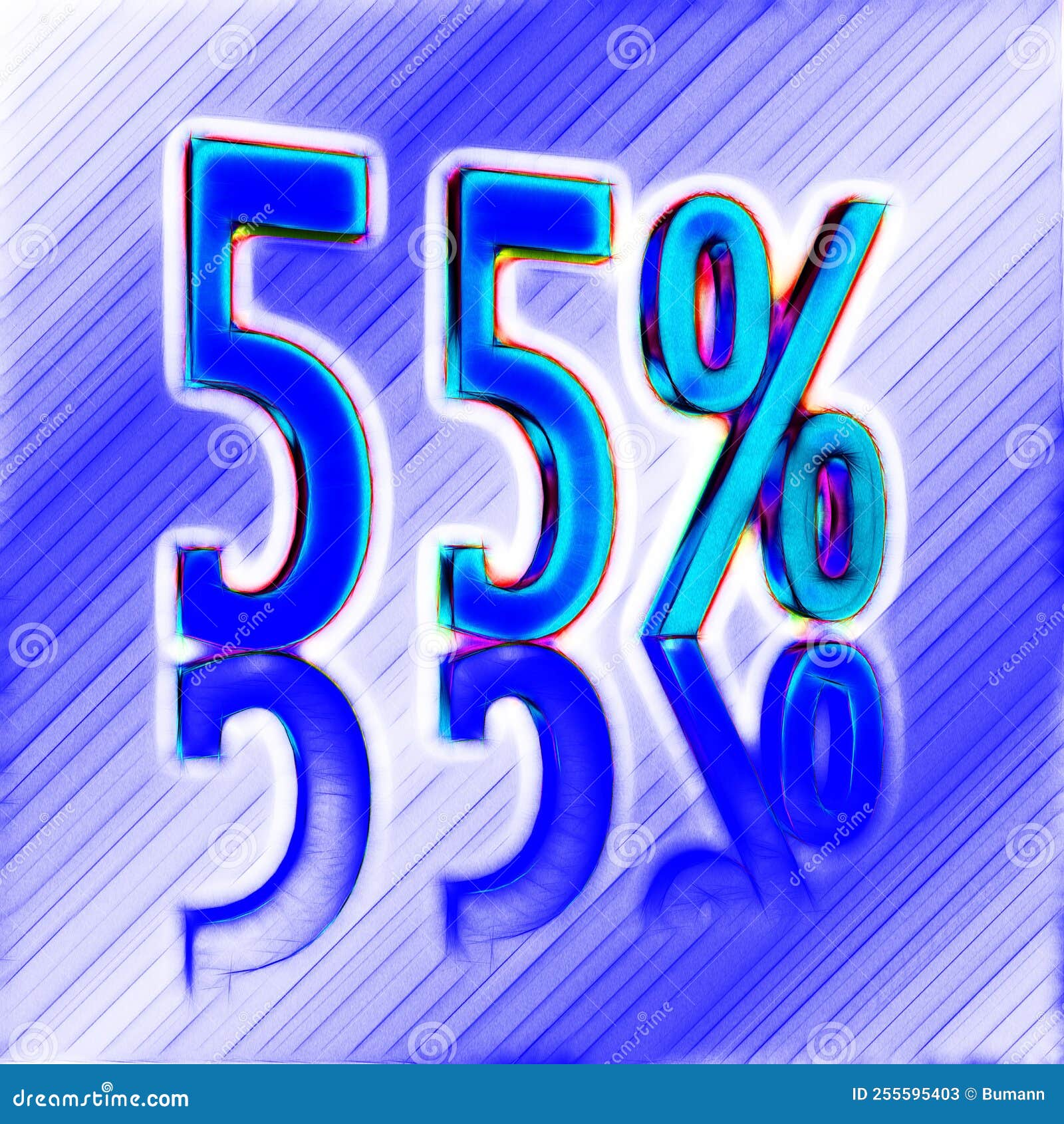 55 , 55 Percent As a 3D Illustration, 3D Rendering Stock Illustration ...