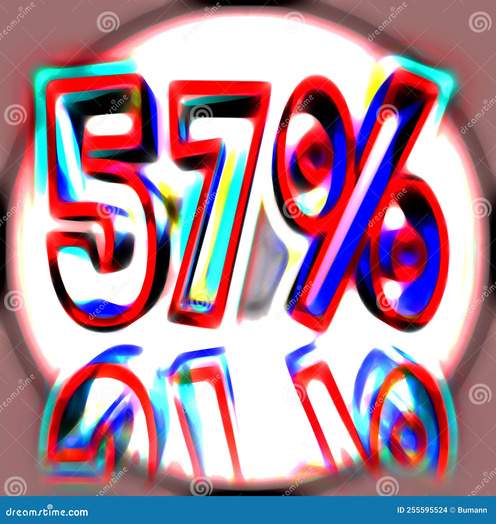 57 , 57 Percent As a 3D Illustration, 3D Rendering Stock Illustration ...