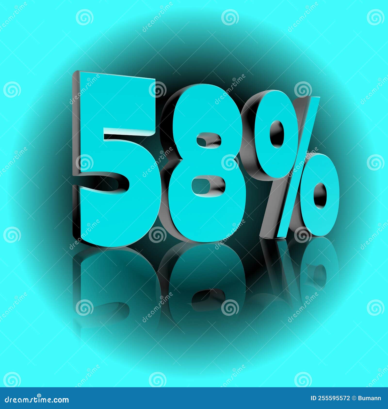 58 , 58 Percent As a 3D Illustration, 3D Rendering Stock Illustration ...