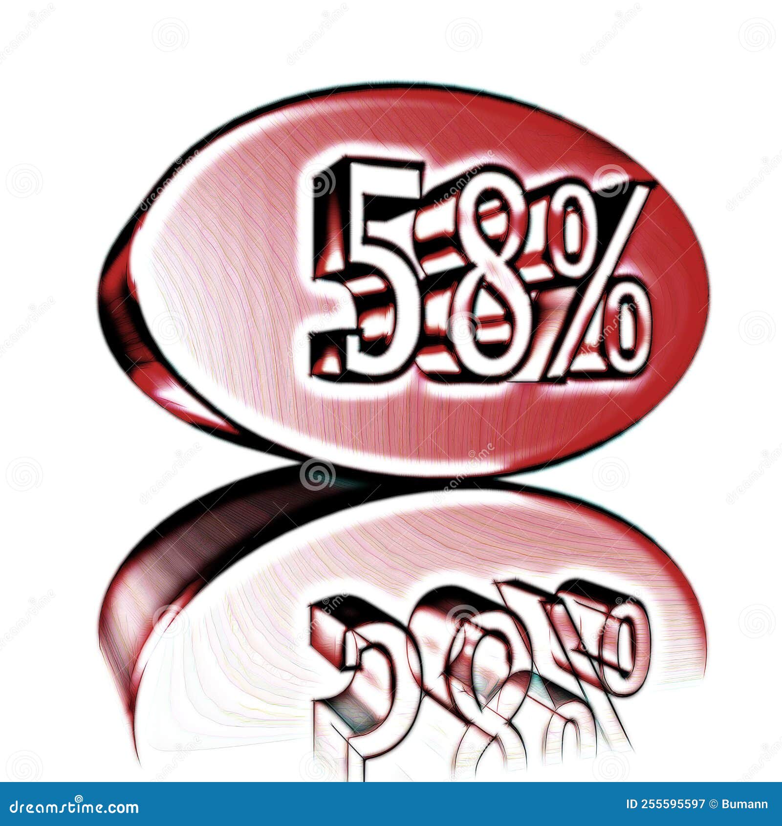 58 , 58 Percent As a 3D Illustration, 3D Rendering Stock Illustration ...