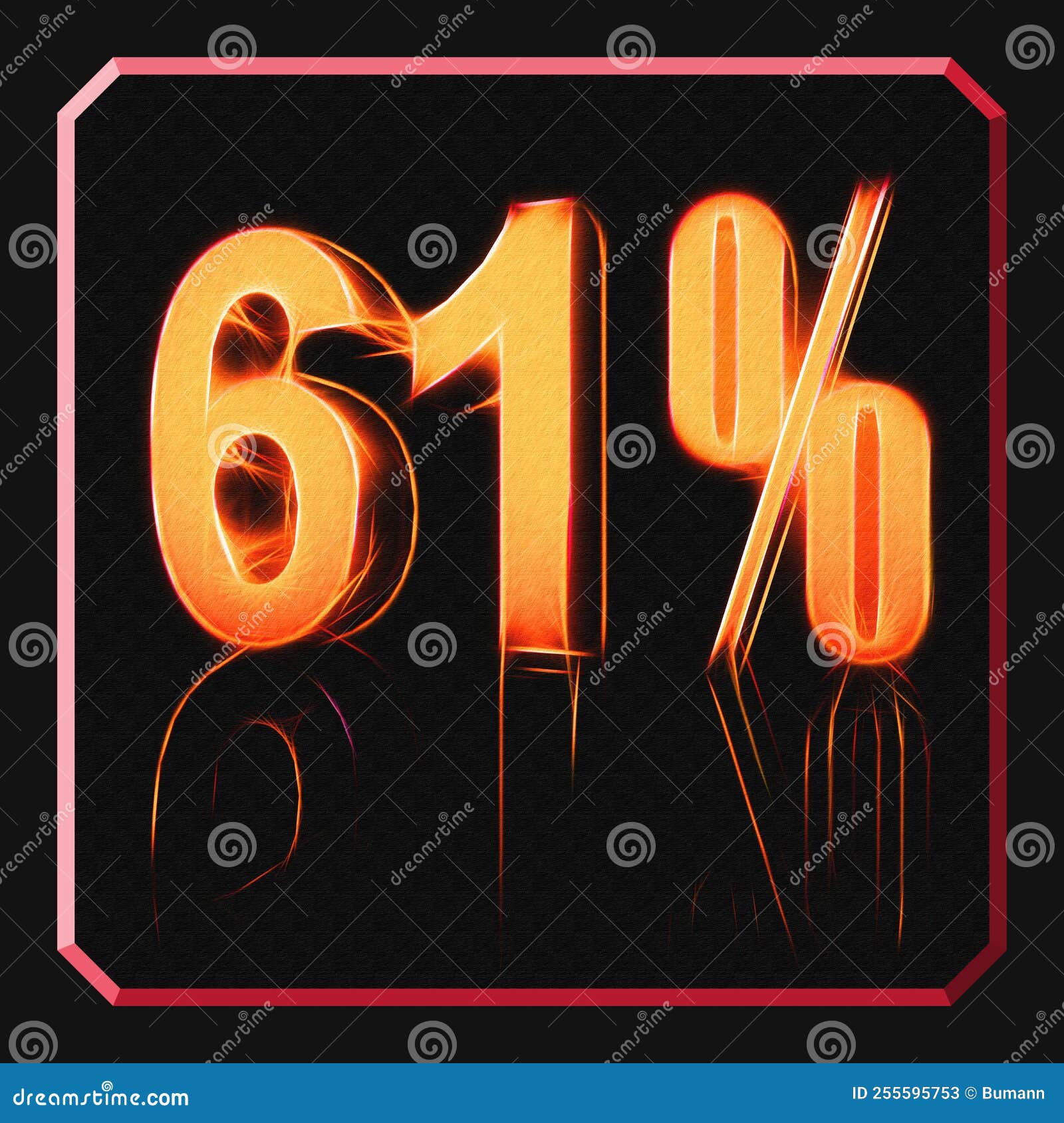 61 , 61 Percent As a 3D Illustration, 3D Rendering Stock Illustration ...