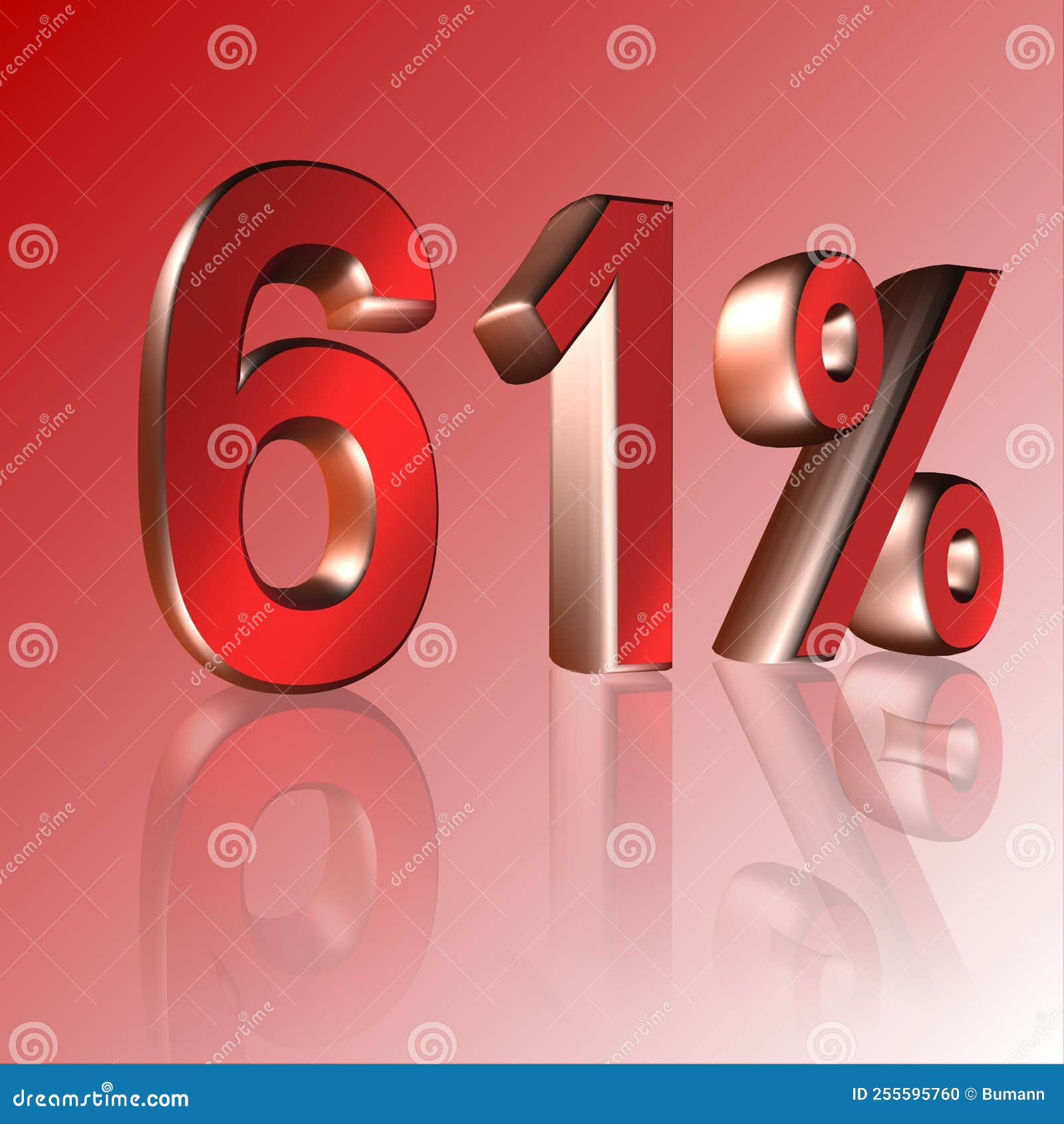 61 , 61 Percent As a 3D Illustration, 3D Rendering Stock Illustration ...