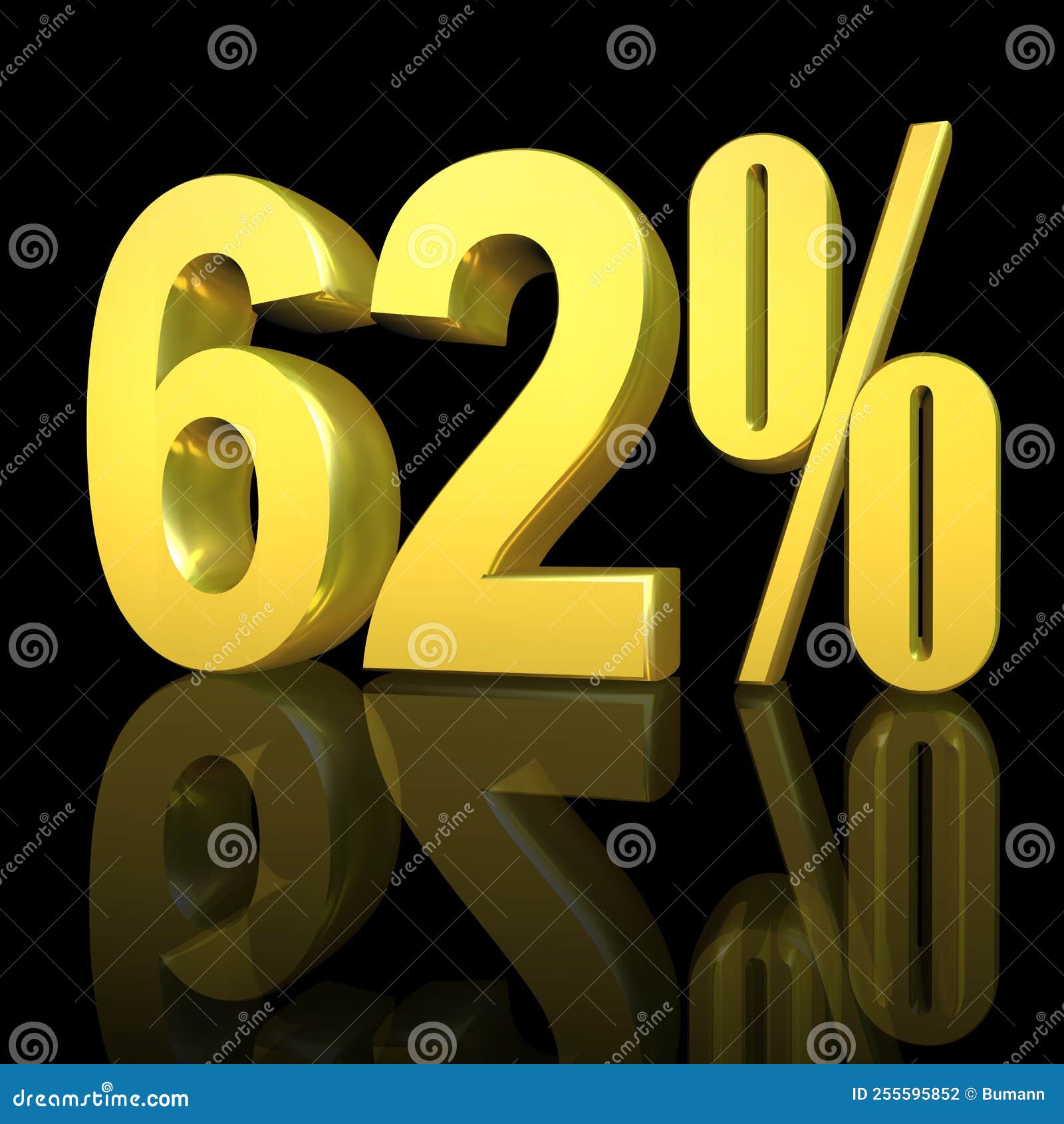 62 , 62 Percent As a 3D Illustration, 3D Rendering Stock Illustration ...