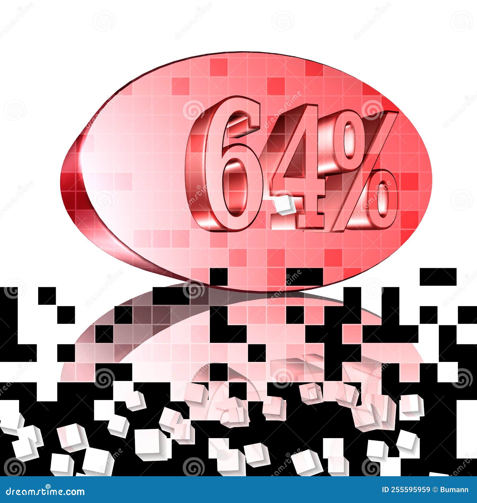 64 , 64 Percent As a 3D Illustration, 3D Rendering Stock Illustration ...