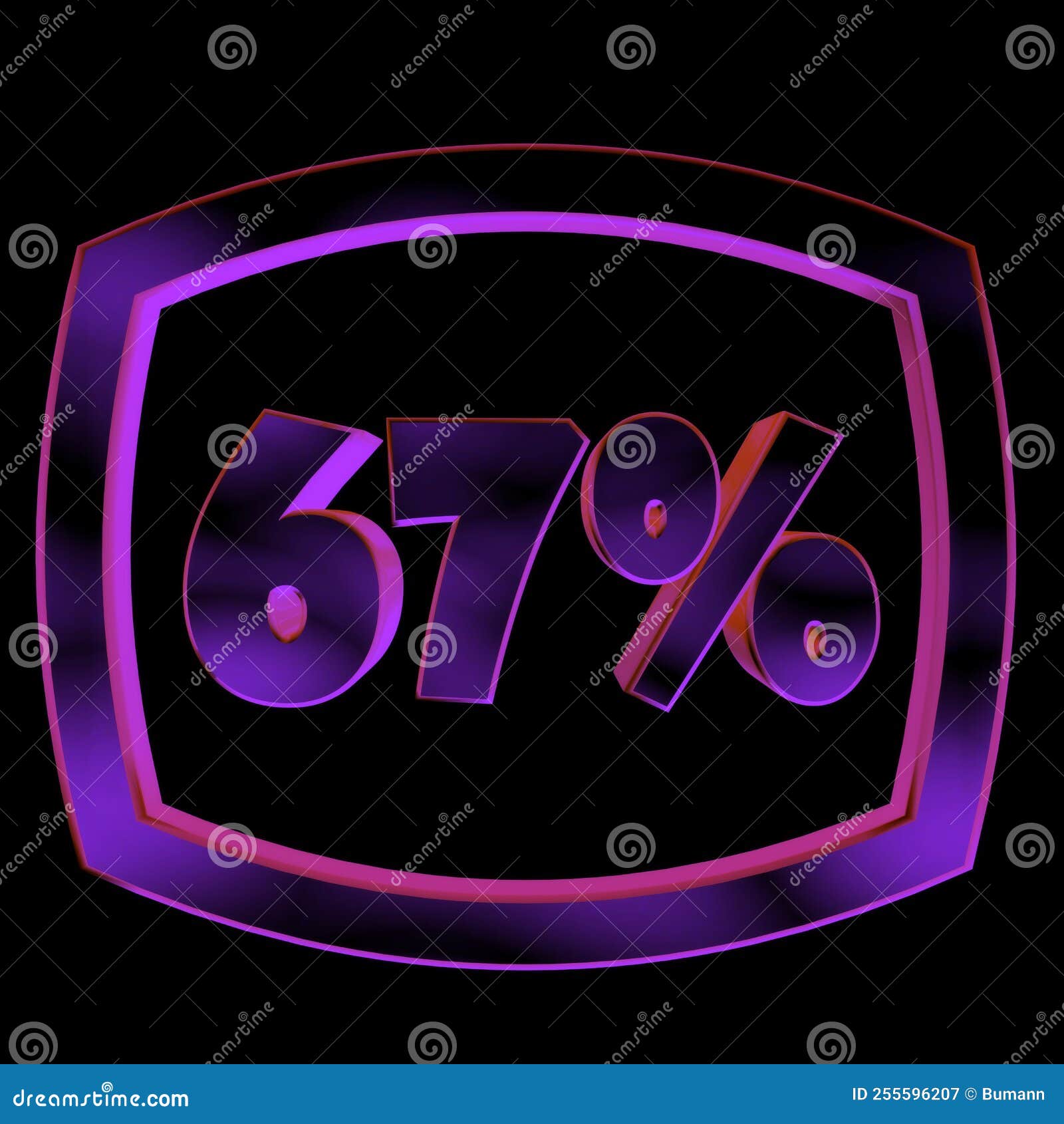 67 , 67 Percent As a 3D Illustration, 3D Rendering Stock Illustration ...