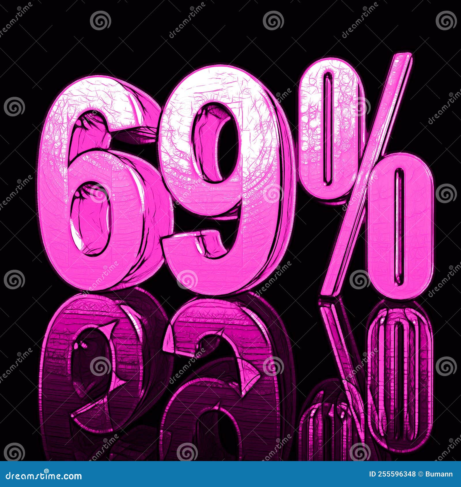 69 , 69 Percent As a 3D Illustration, 3D Rendering Stock Illustration ...