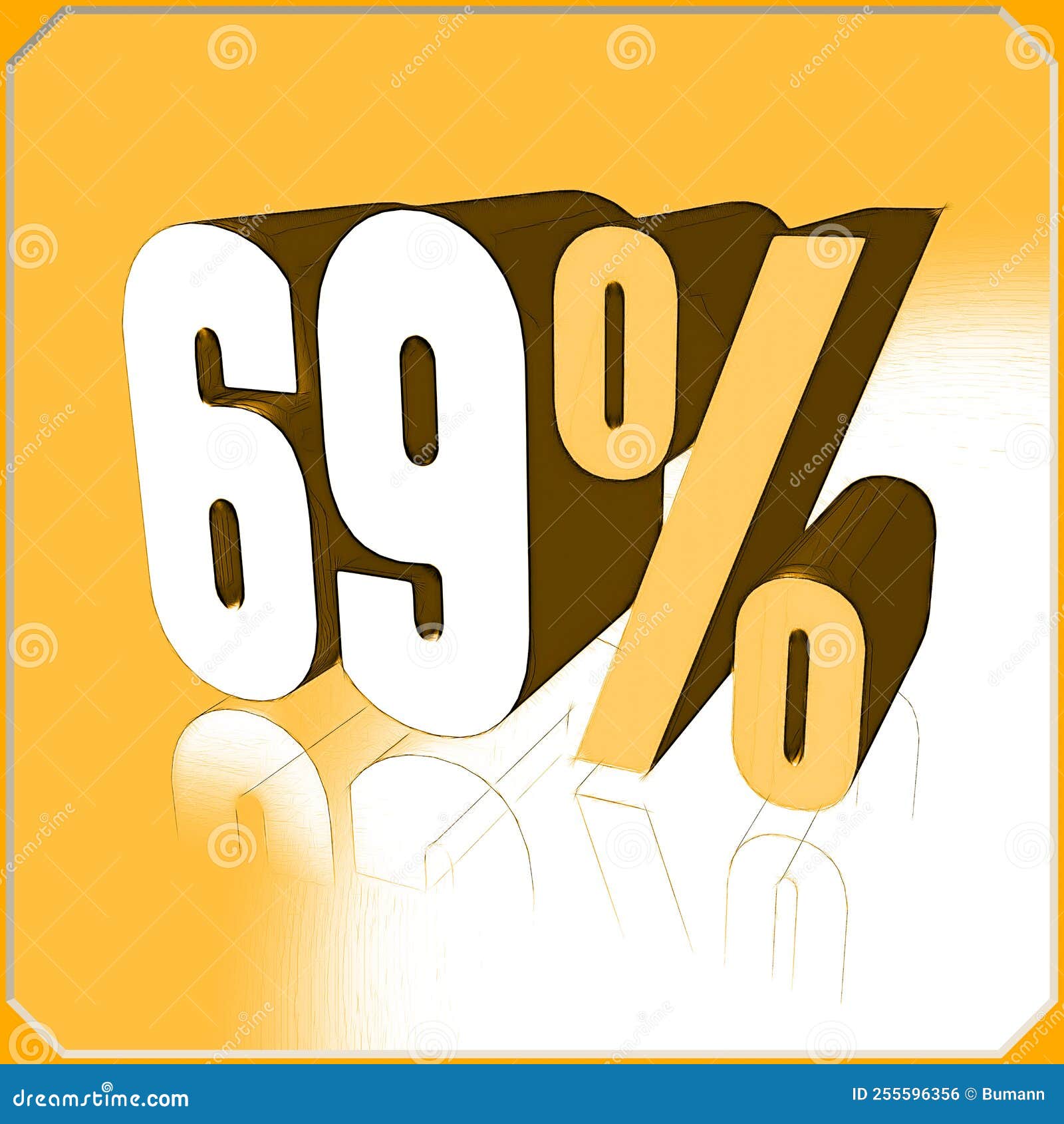 69 , 69 Percent As a 3D Illustration, 3D Rendering Stock Illustration ...