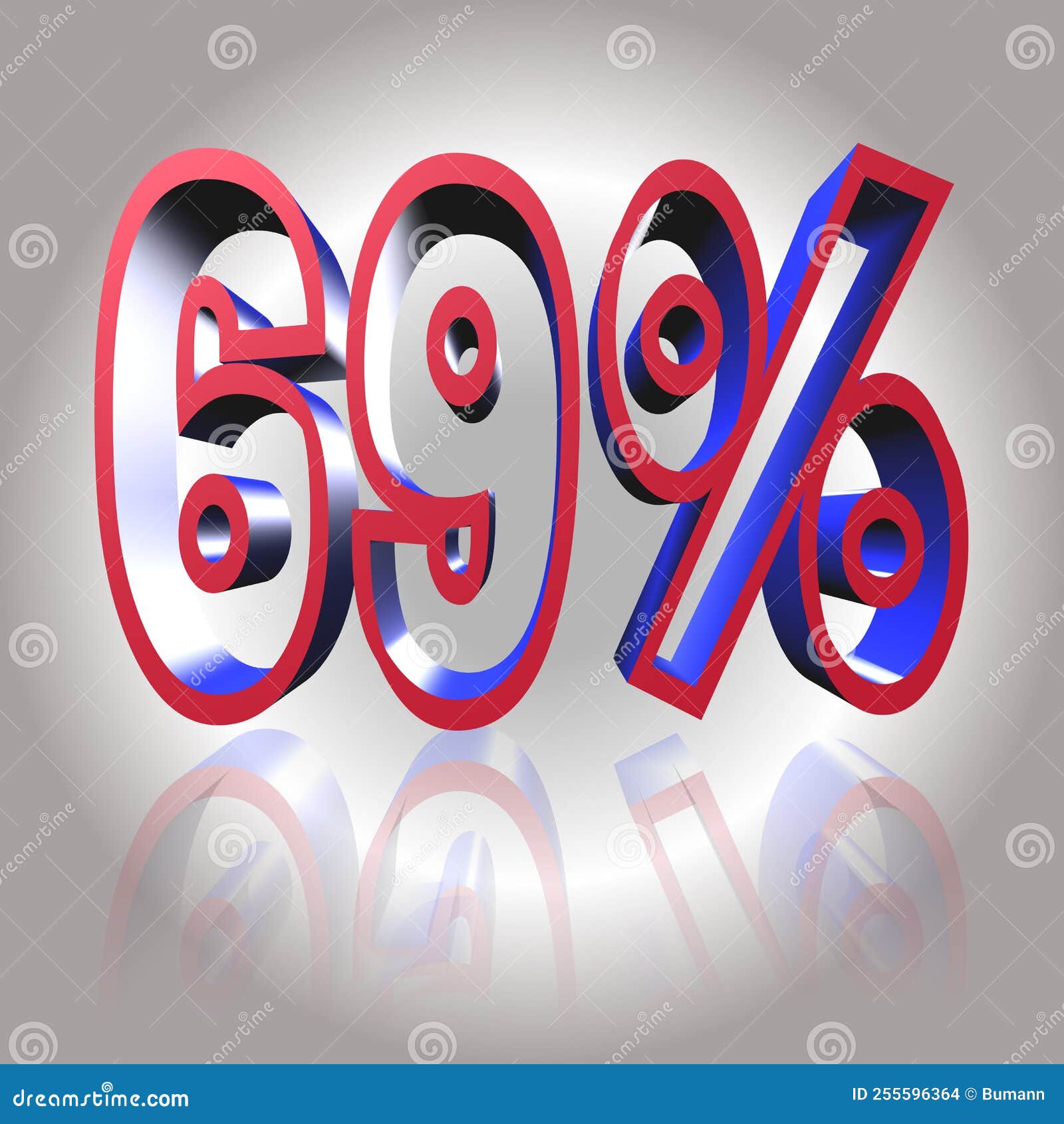 69 , 69 Percent As a 3D Illustration, 3D Rendering Stock Illustration ...