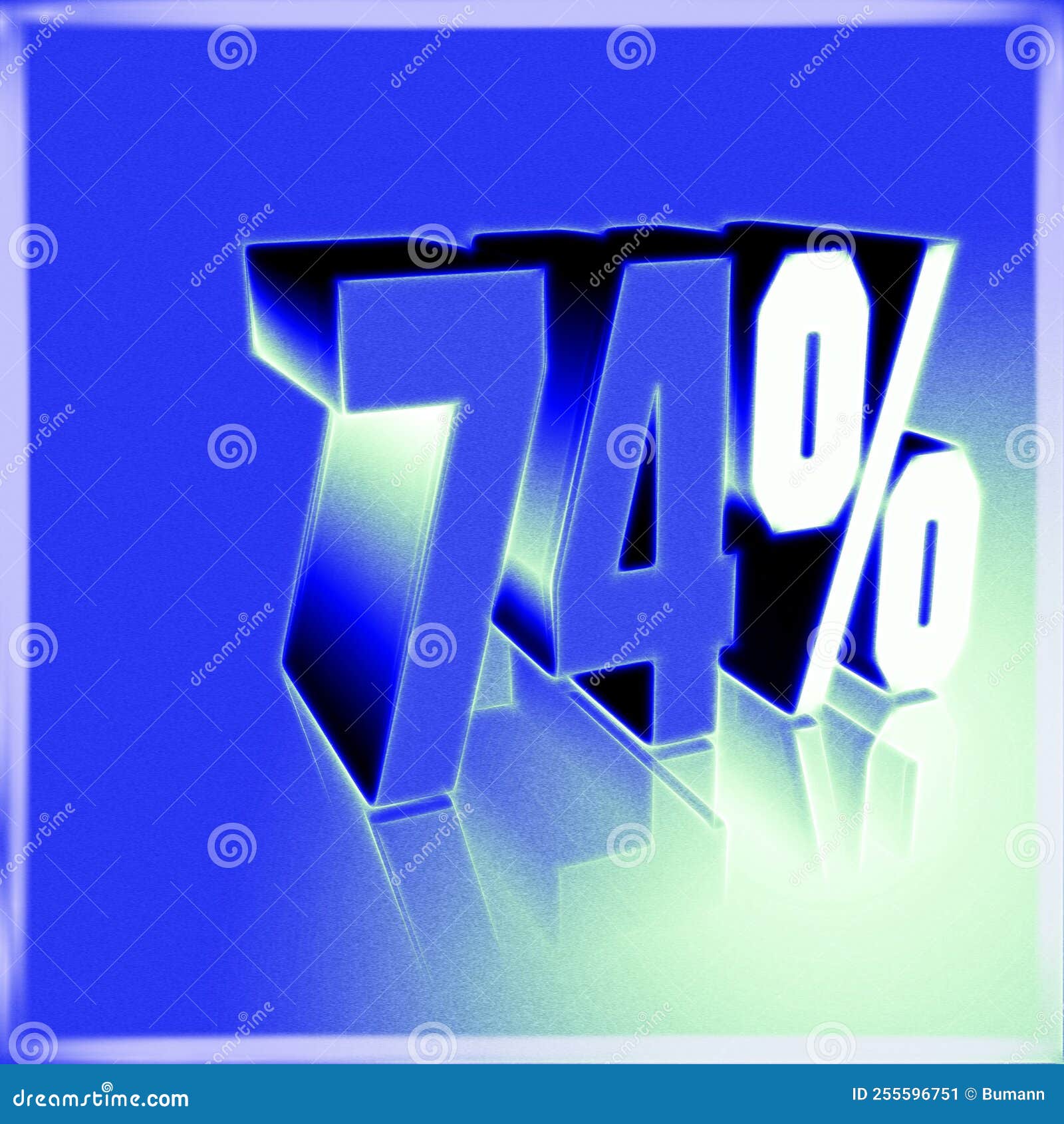 74 , 74 Percent As a 3D Illustration, 3D Rendering Stock Illustration ...